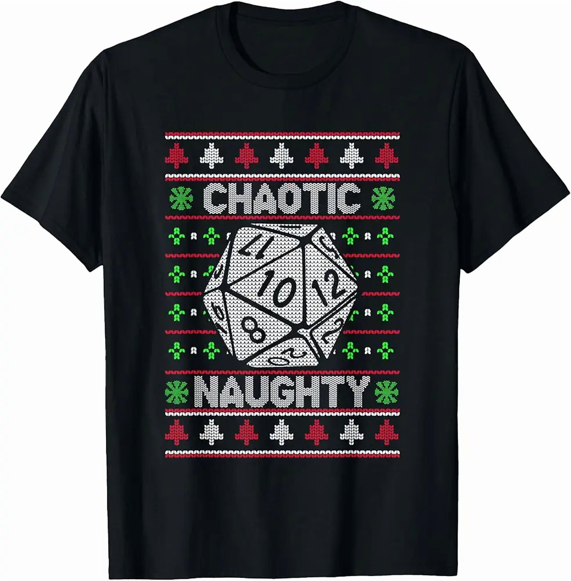 Chaotic Naughty Holiday D20 Tabletop Ugly Game Sweater T-Shirt up to ...