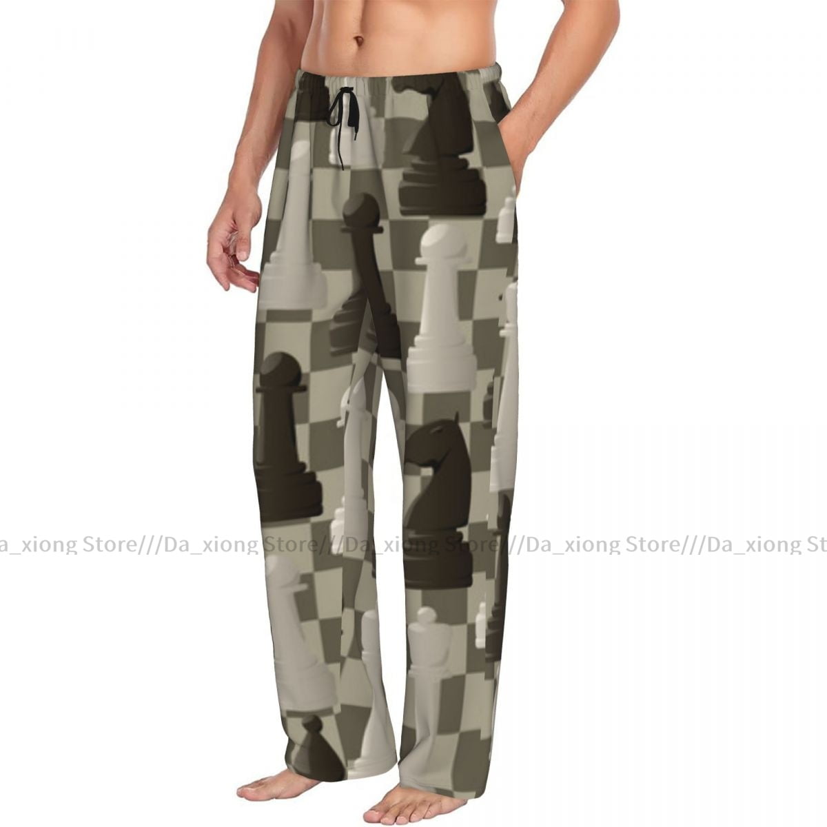 Chaotic Pattern With Chess Pieces Mens Pajamas Pyjamas Pants Lounge ...