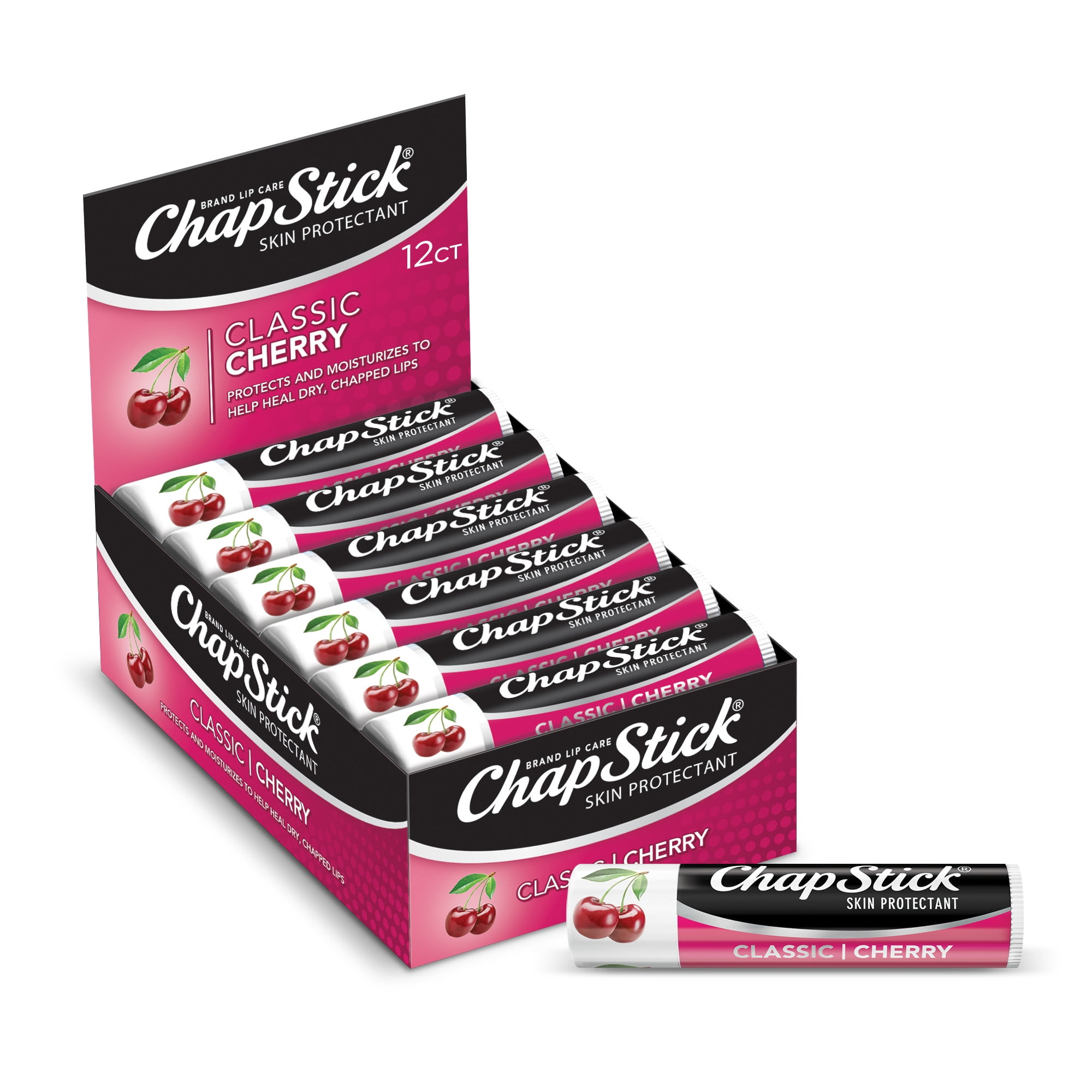 ChapStick Classic Cherry Flavor Lip Balm, Moisturizer & Skin Protectant ...