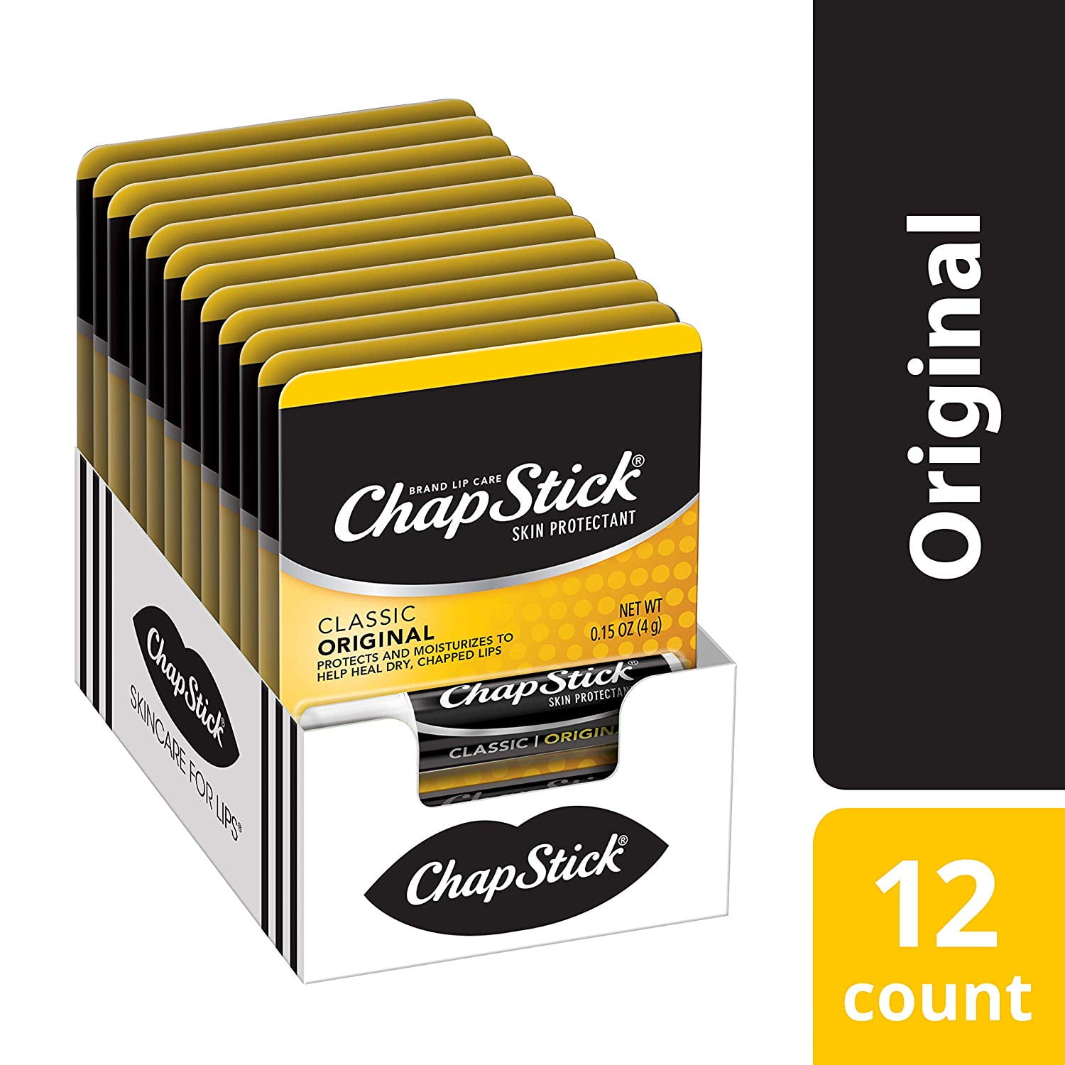 ChapStick Classic Regular Flavor, Hydration Soothing Lip Balm, 12 ...