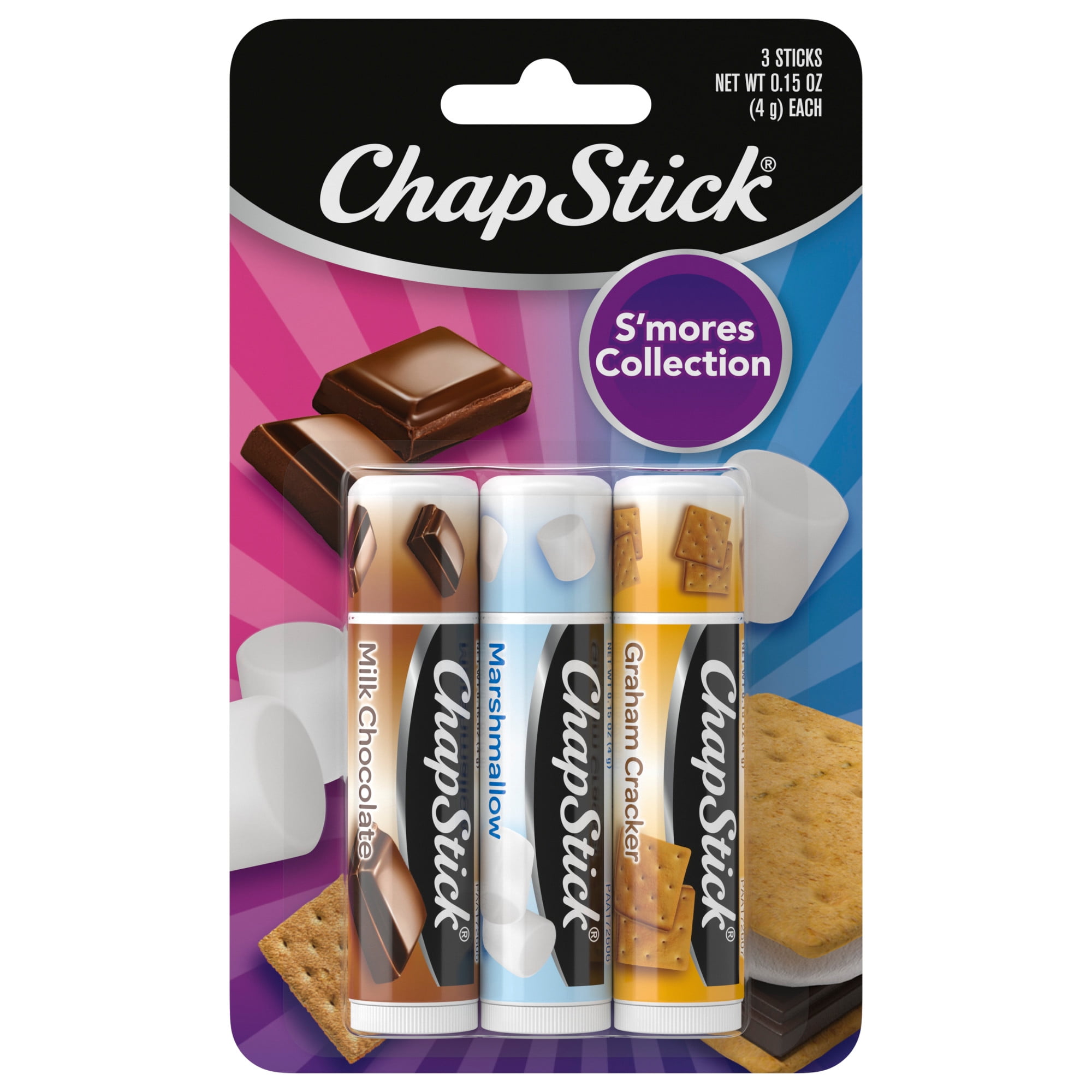 ChapStick S'mores Collection Flavored Lip Balm Pack with Graham Cracker ...