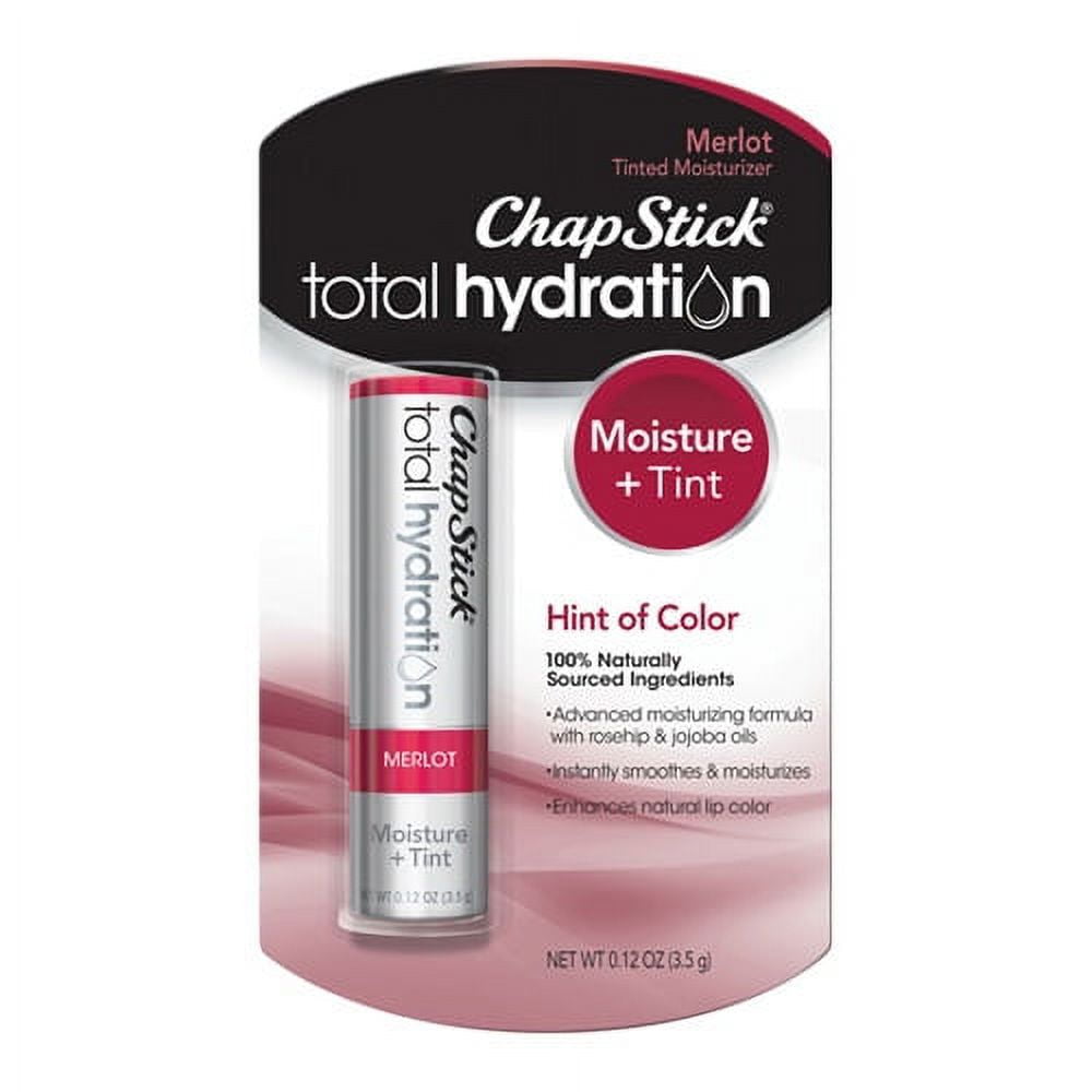ChapStick Total Hydration Tinted Moisturizer Lip Balm, Merlot, 0.12 Oz ...