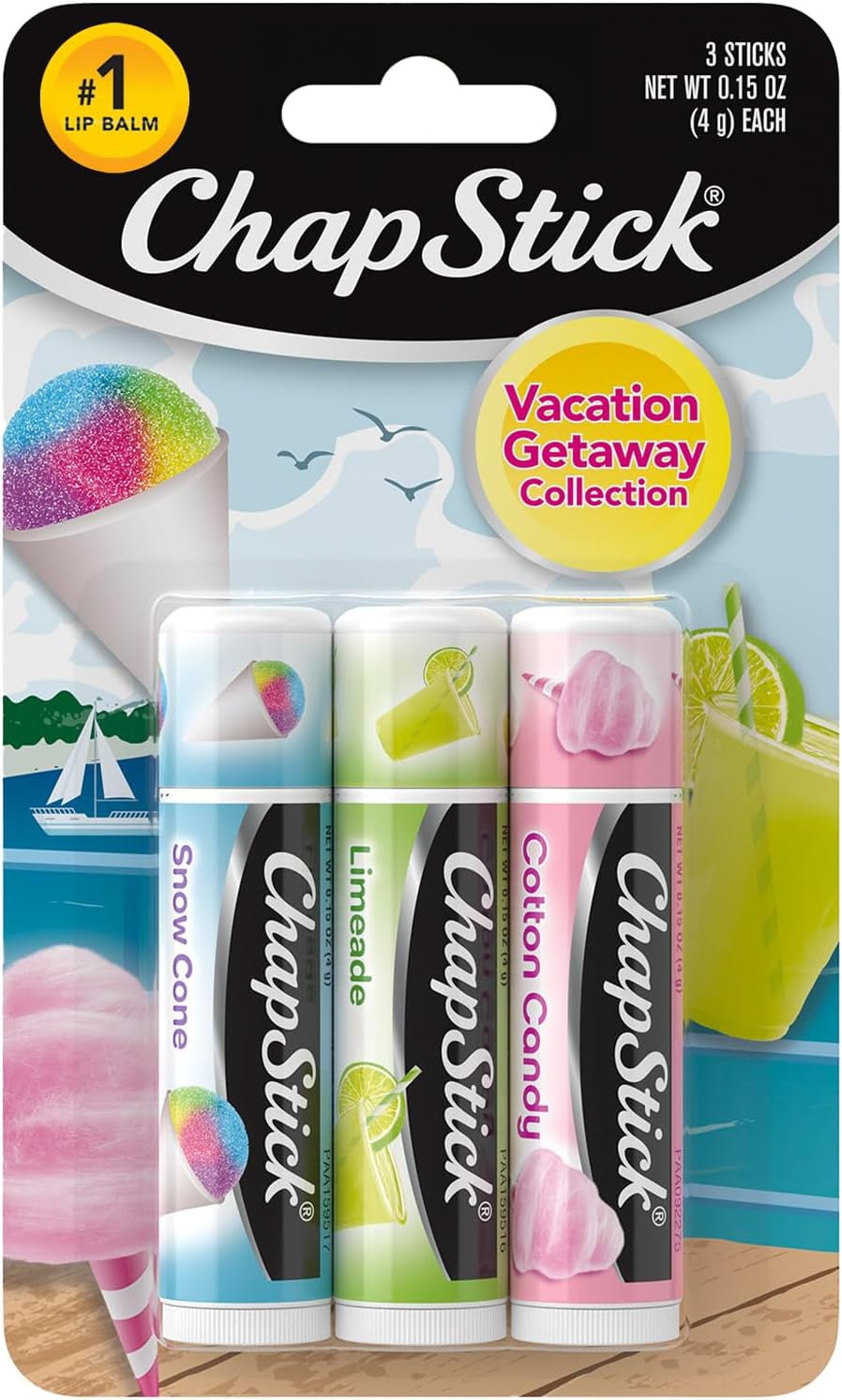 ChapStick Lip Care Set, Vacation Getaway Collection 3-Pack – Snow Cone ...