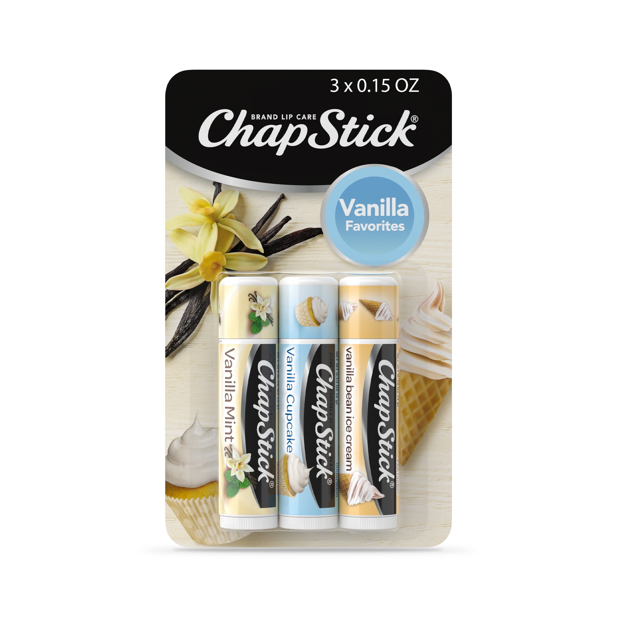 ChapStick Vanilla Favorites Flavored Lip Balm - 0.15 oz, 3 Sticks ...