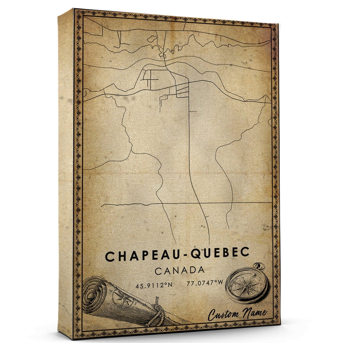 Chapeau Map Poster, Quebec Map Art Poster, Canvas, Chapeau Map City ...