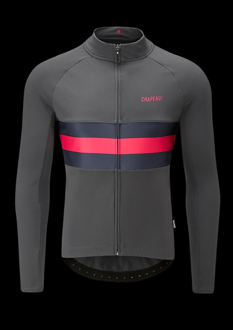 Chapeau! Mens Tempo II Hoop Stripe Thermal Jersey Carbon Grey Large ...