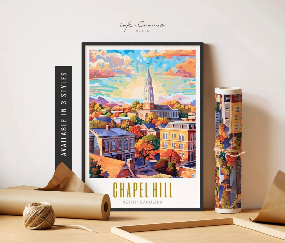 Chapel Hill Wall Art Unc Chapel Hill Poster North Carolina Art Poster ...