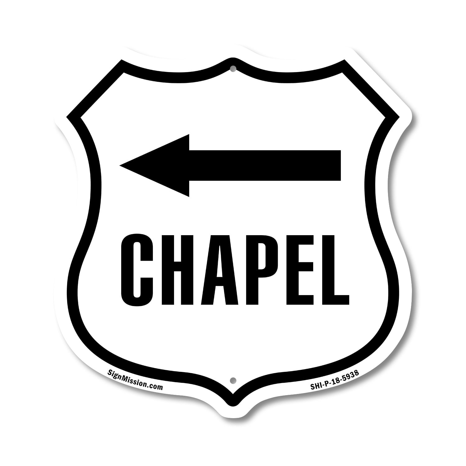 Chapel Left 12 inch X 12 inch Shield-Shaped Rust-Free Aluminum Metal ...