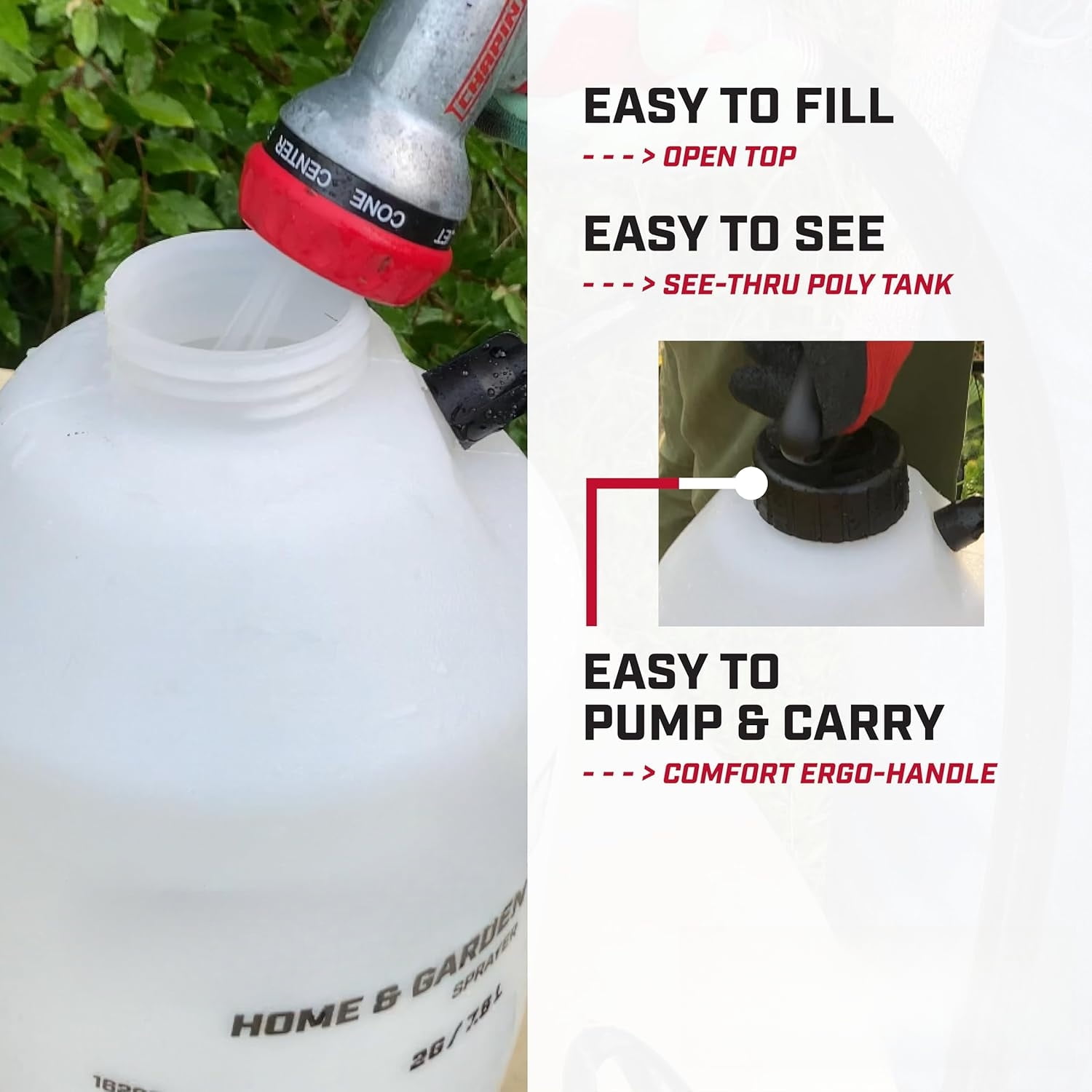Chapin Made in USA Garden Pump Sprayer with Ergonomic Handle, Trigger ...