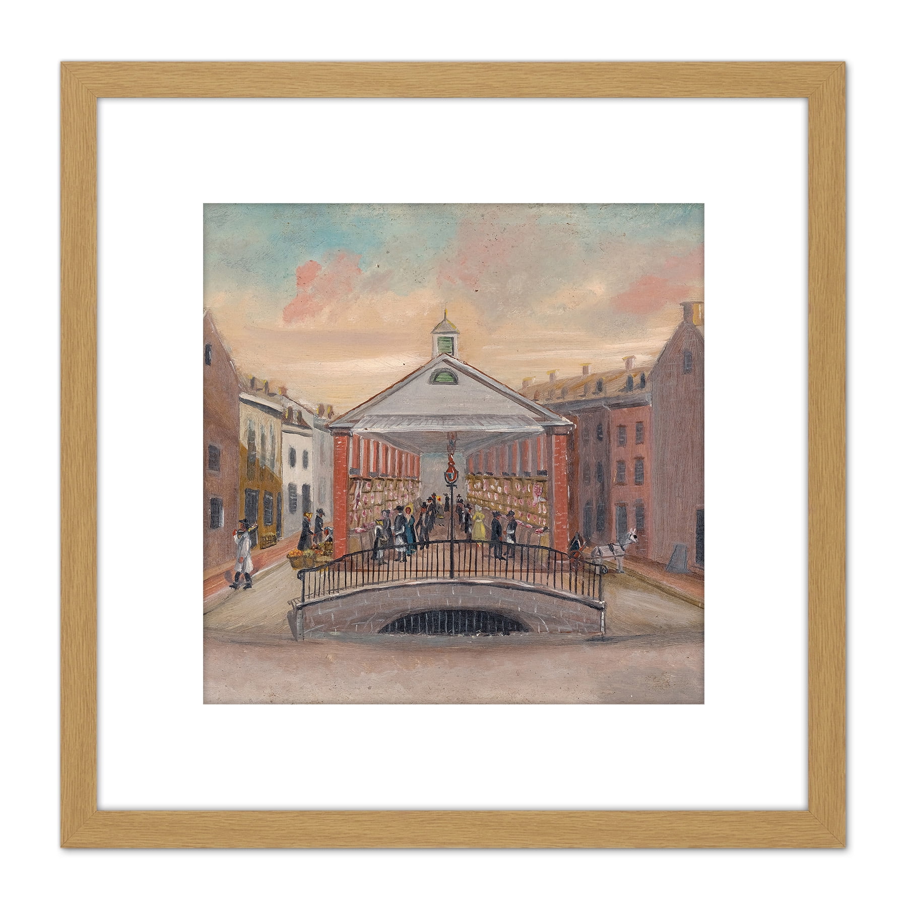 Chappel New York Fly Market 1870 Painting 8X8 Inch Square Wooden Framed ...