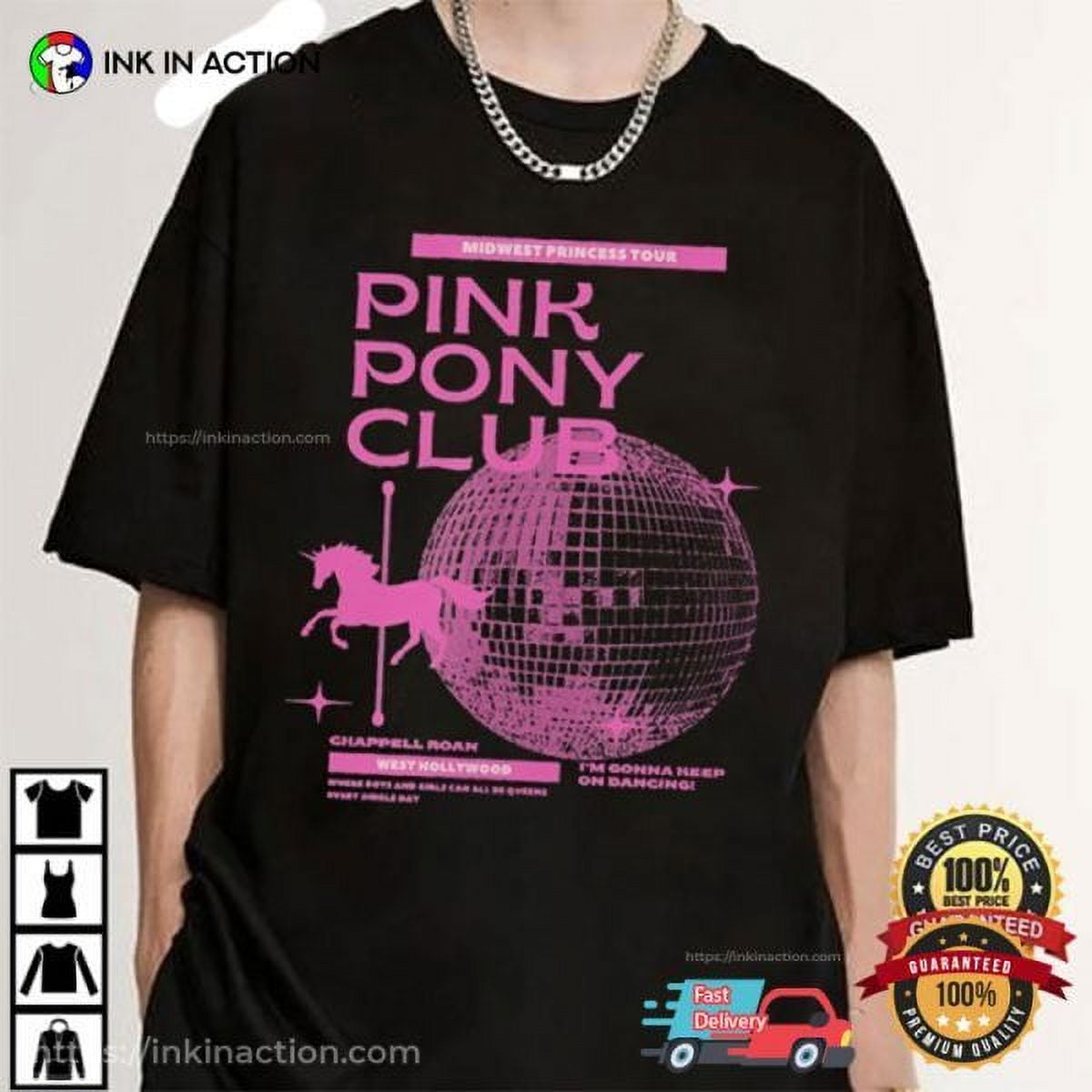 Chappell Roan Pink Pony Club Midwest Princess Tour T-shirt - Walmart.com