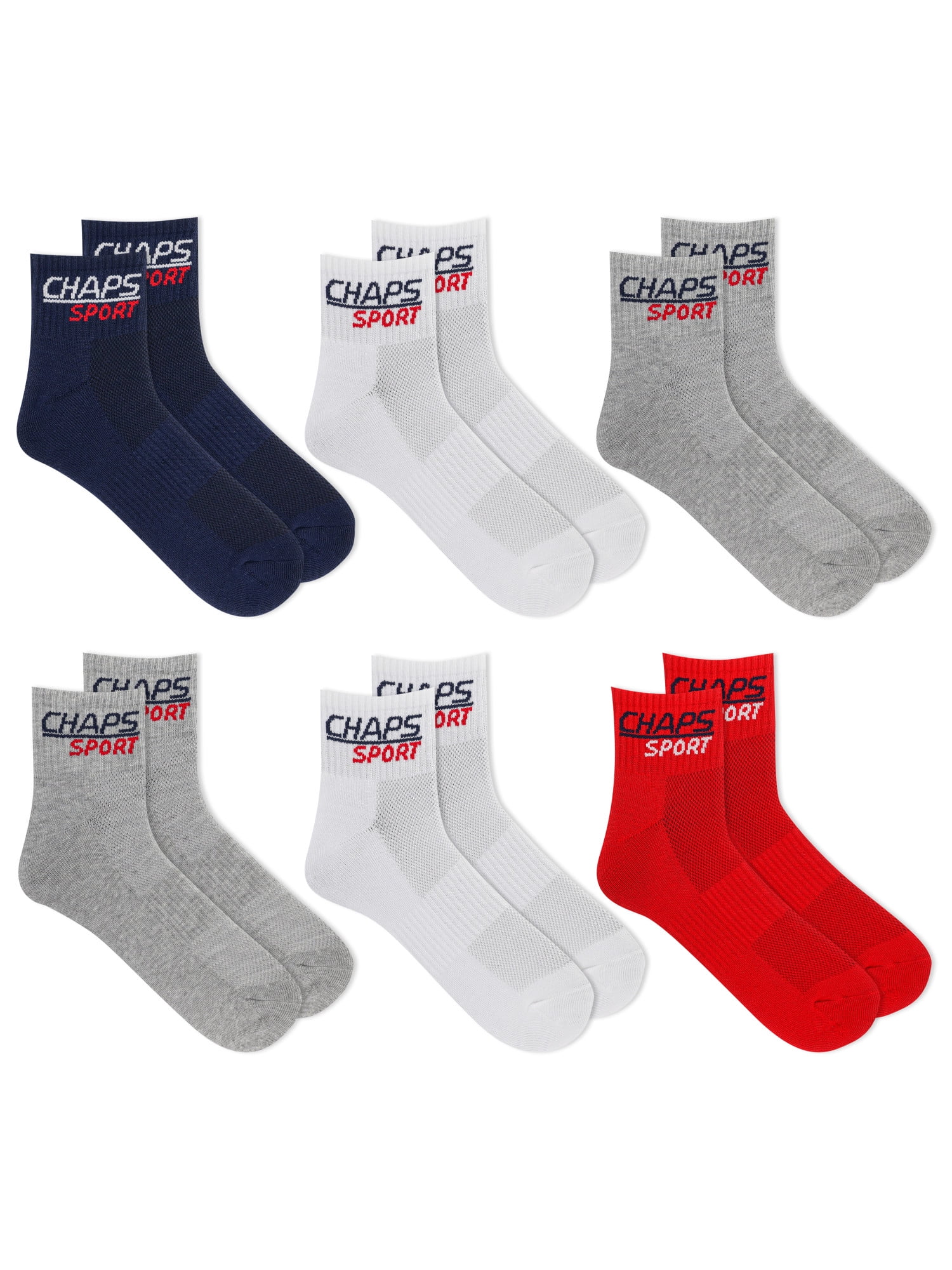 Chaps Men's 6-Pack Athletic Ankle Socks, Sizes 6-12, Cushioned Comfort ...