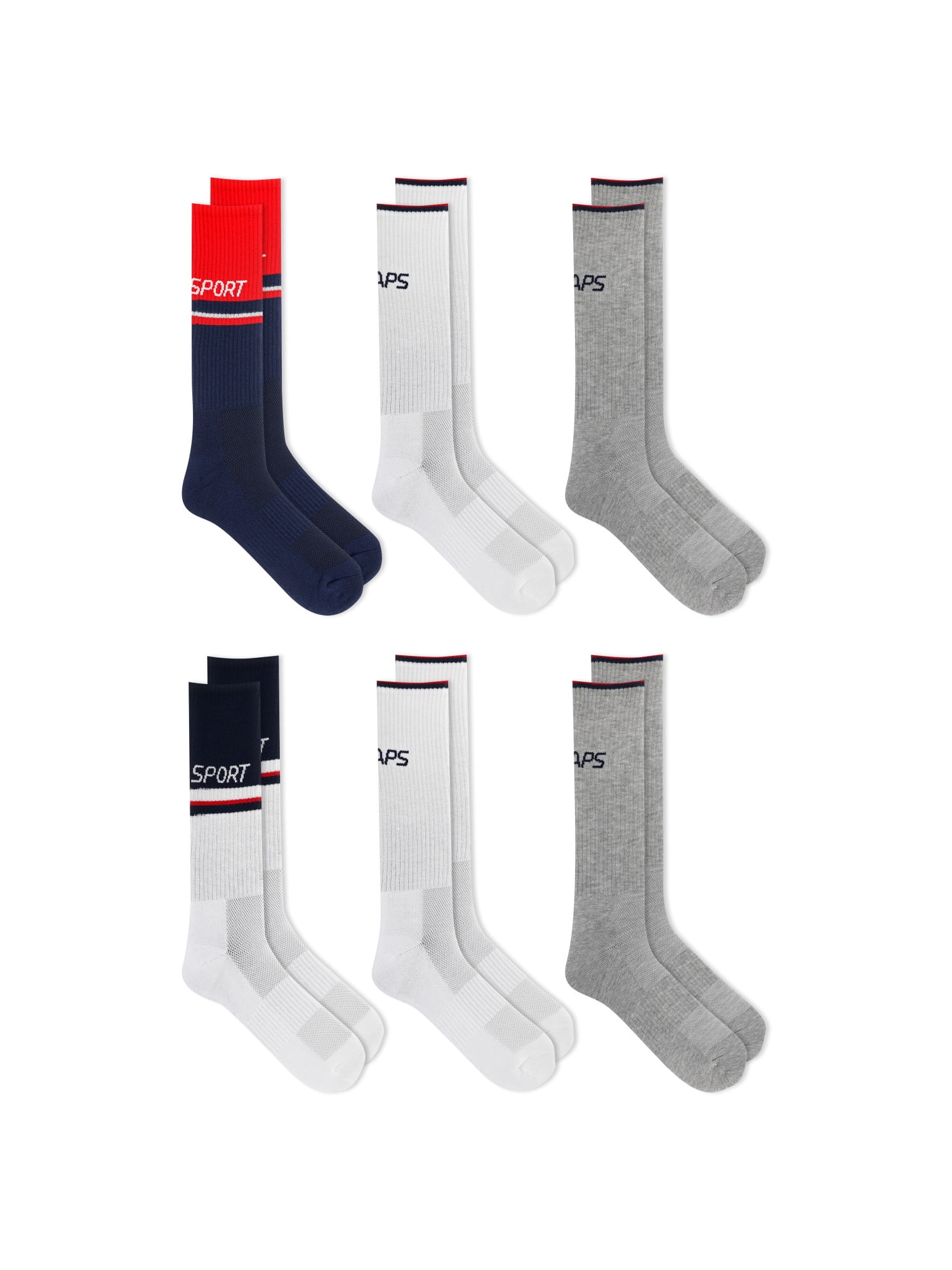 Chaps, Adult Mens, 6-Pack Sports Performance Crew Socks, Sizes 6-12 ...