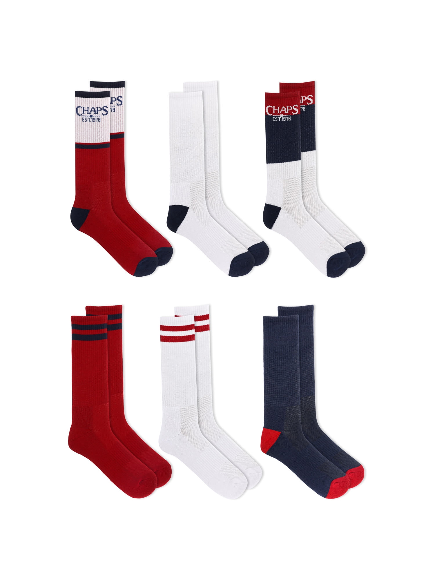 Chaps Men's Sports Performance Crew Socks 6-Pack, Sizes 6-12 ...