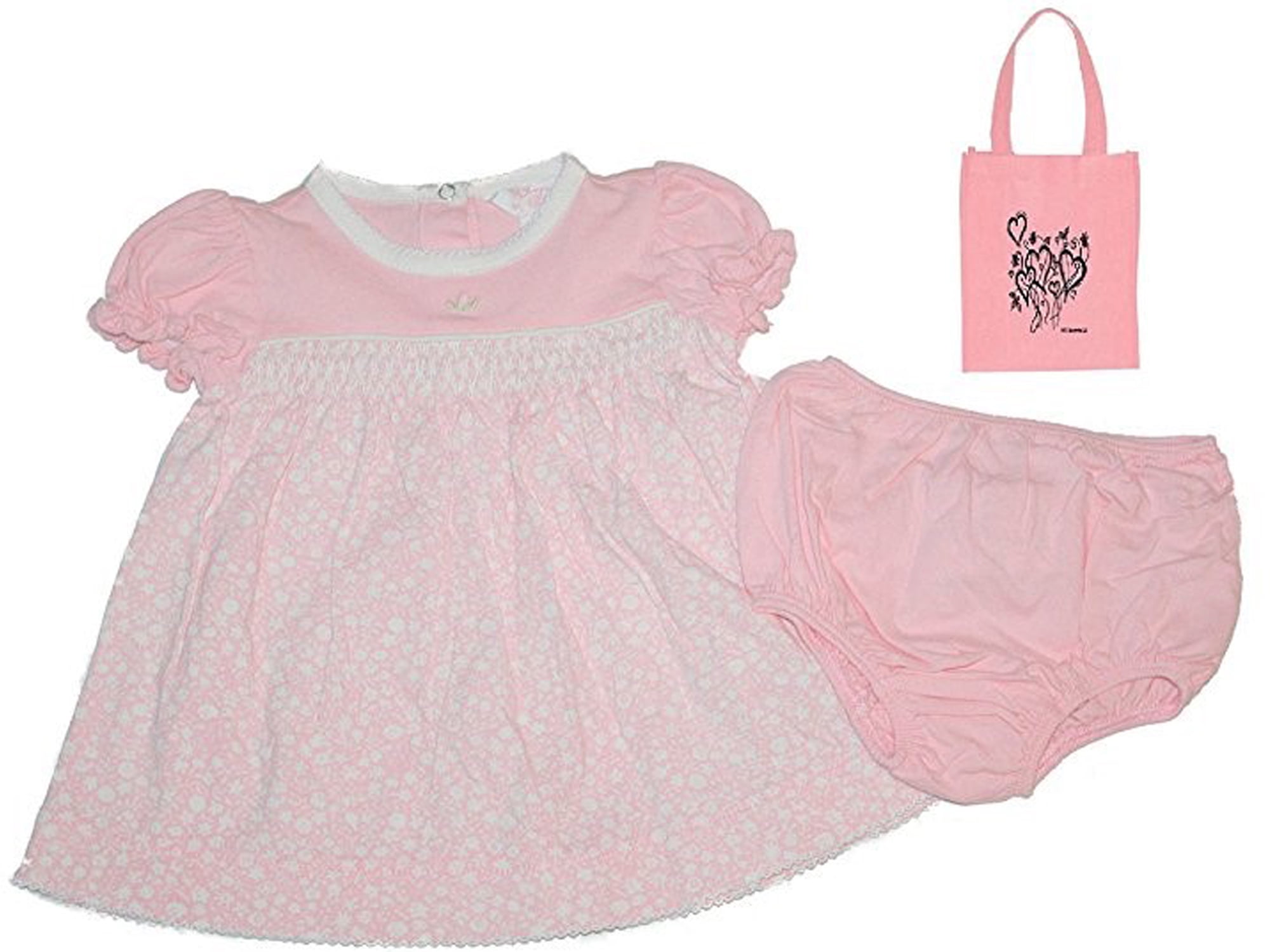 Chaps Baby Girls' Floral Dress & Diaper Cover and Tote 3 Piece Set (3 ...