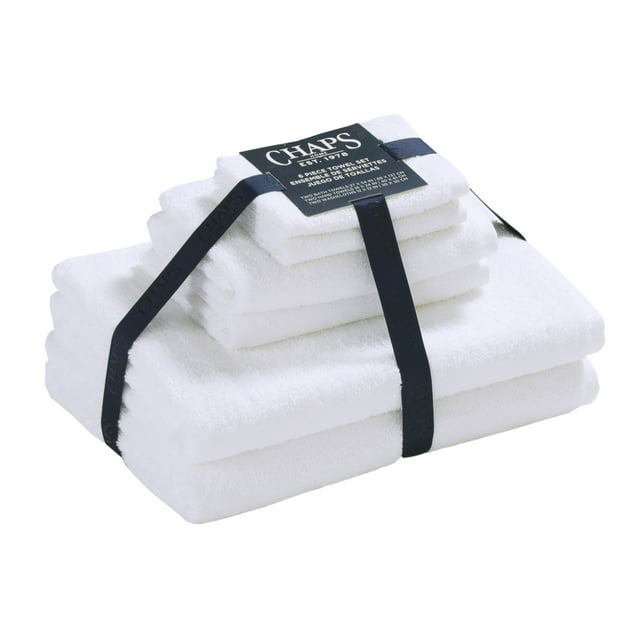 Chaps Bath Towels Set - 6-Piece White Cotton Towel - Walmart.com