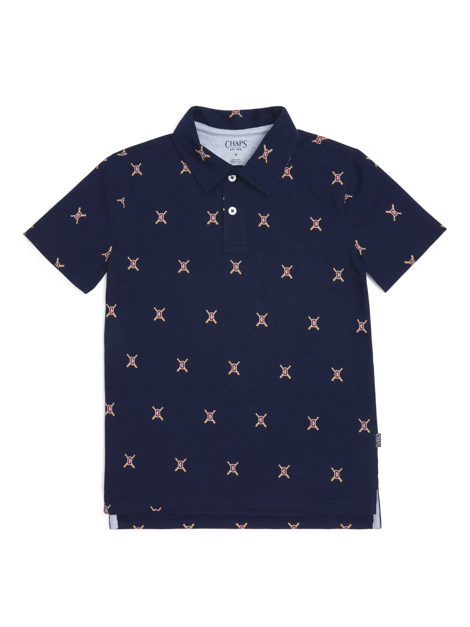 Chaps Boys Allover Print Short Sleeve Cotton Polo Shirt, Sizes 4-18 ...