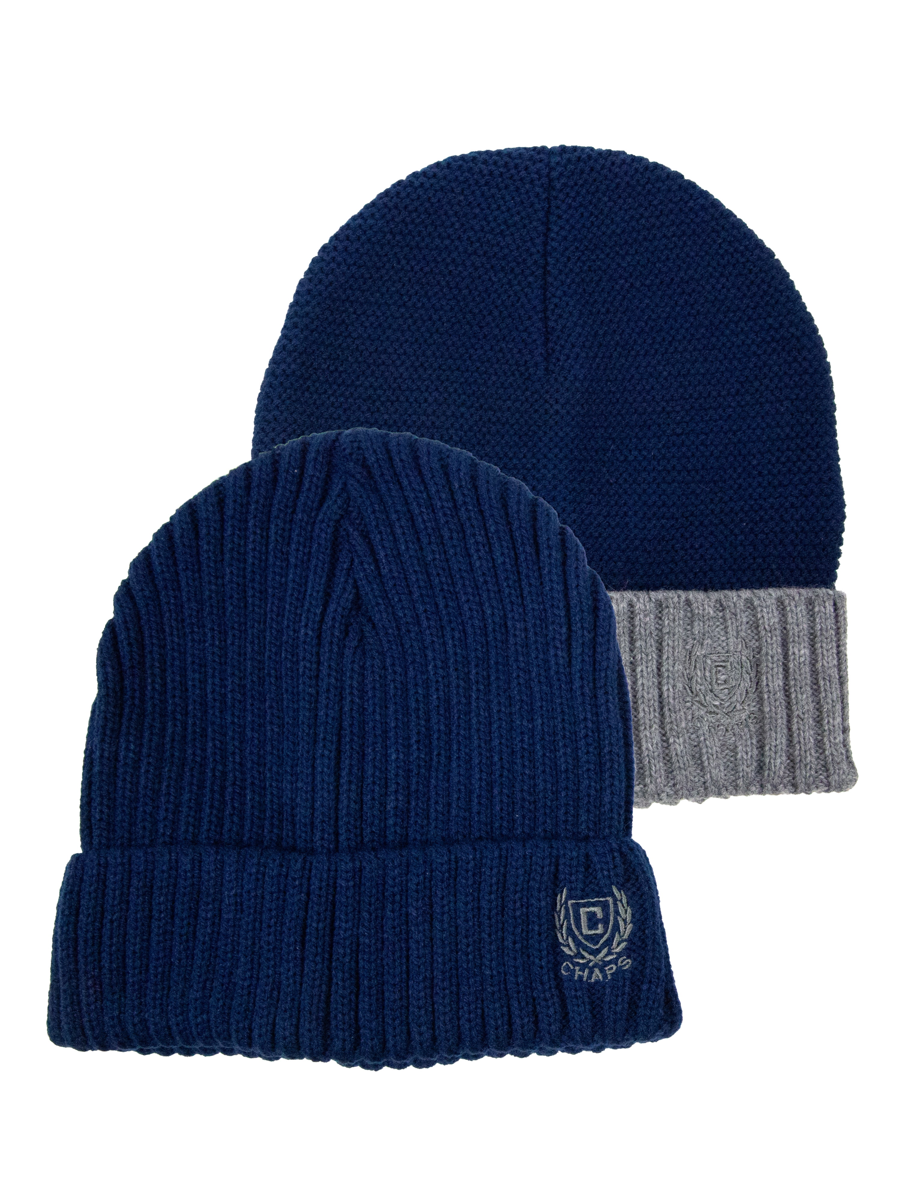 Chaps Men's 2-Pack Logo Beanie Hats, One Size, Warm & Snug Fit ...