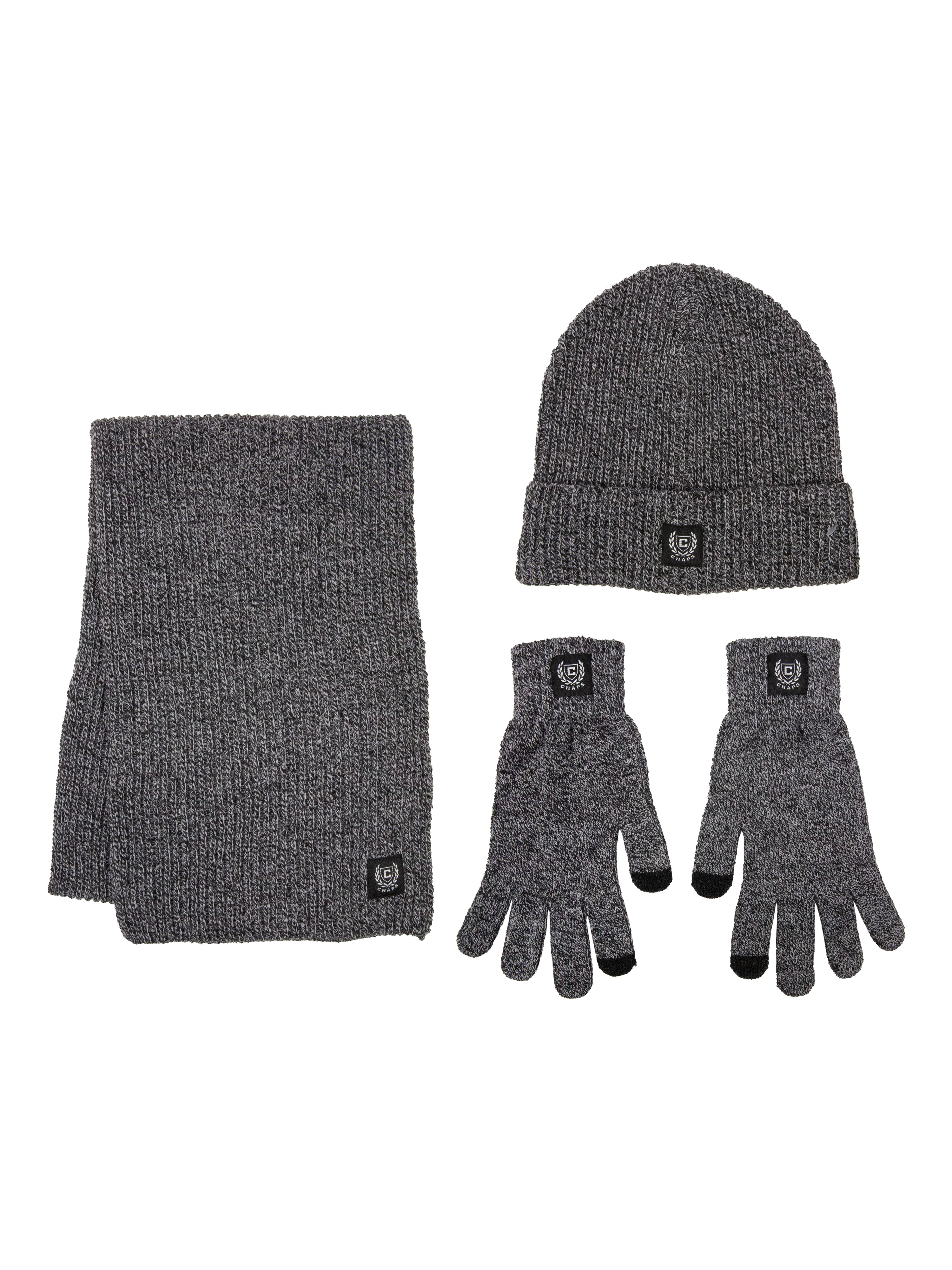 Chaps 3-Piece Marled Scarf, Beanie & Glove Set - One Size - Walmart.com