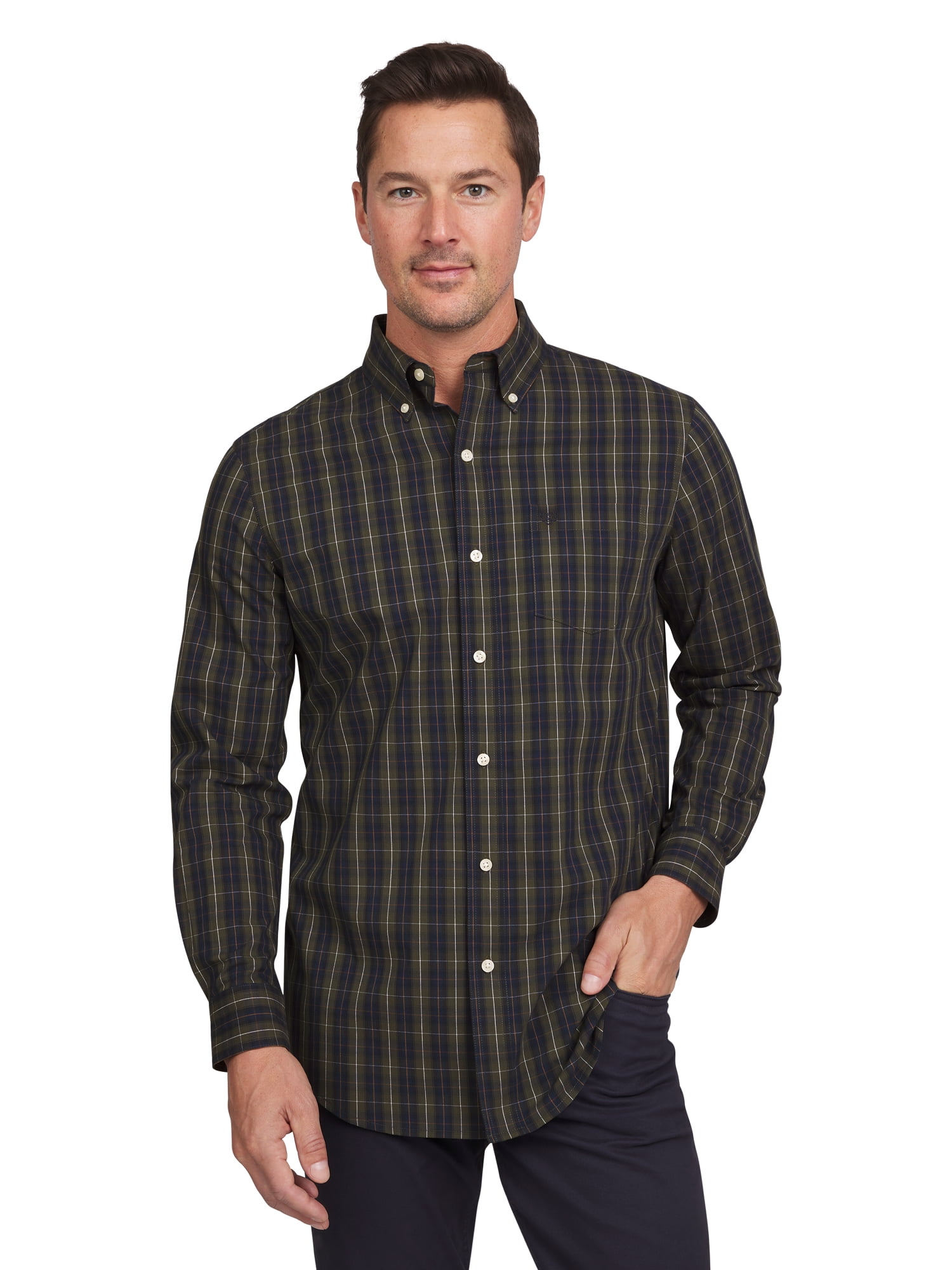 Chaps Men's & Big Men's Classic Long Sleeve Stretch Button-Down Shirt ...