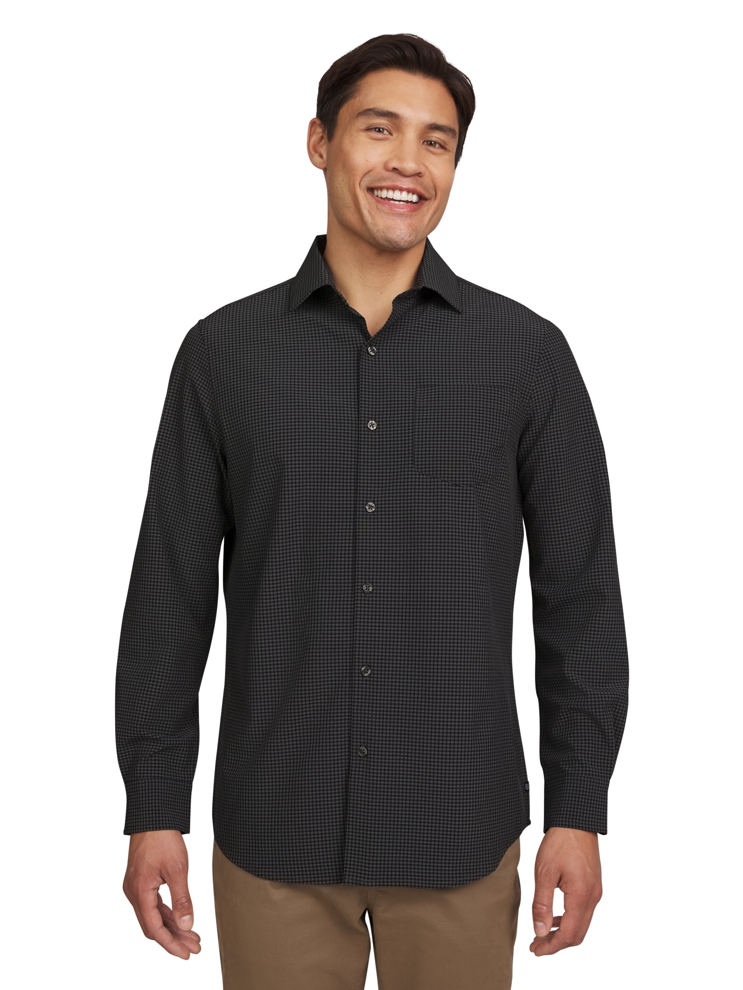 Chaps Men's & Big Men's Classic Performance Long Sleeve Stretch Button ...