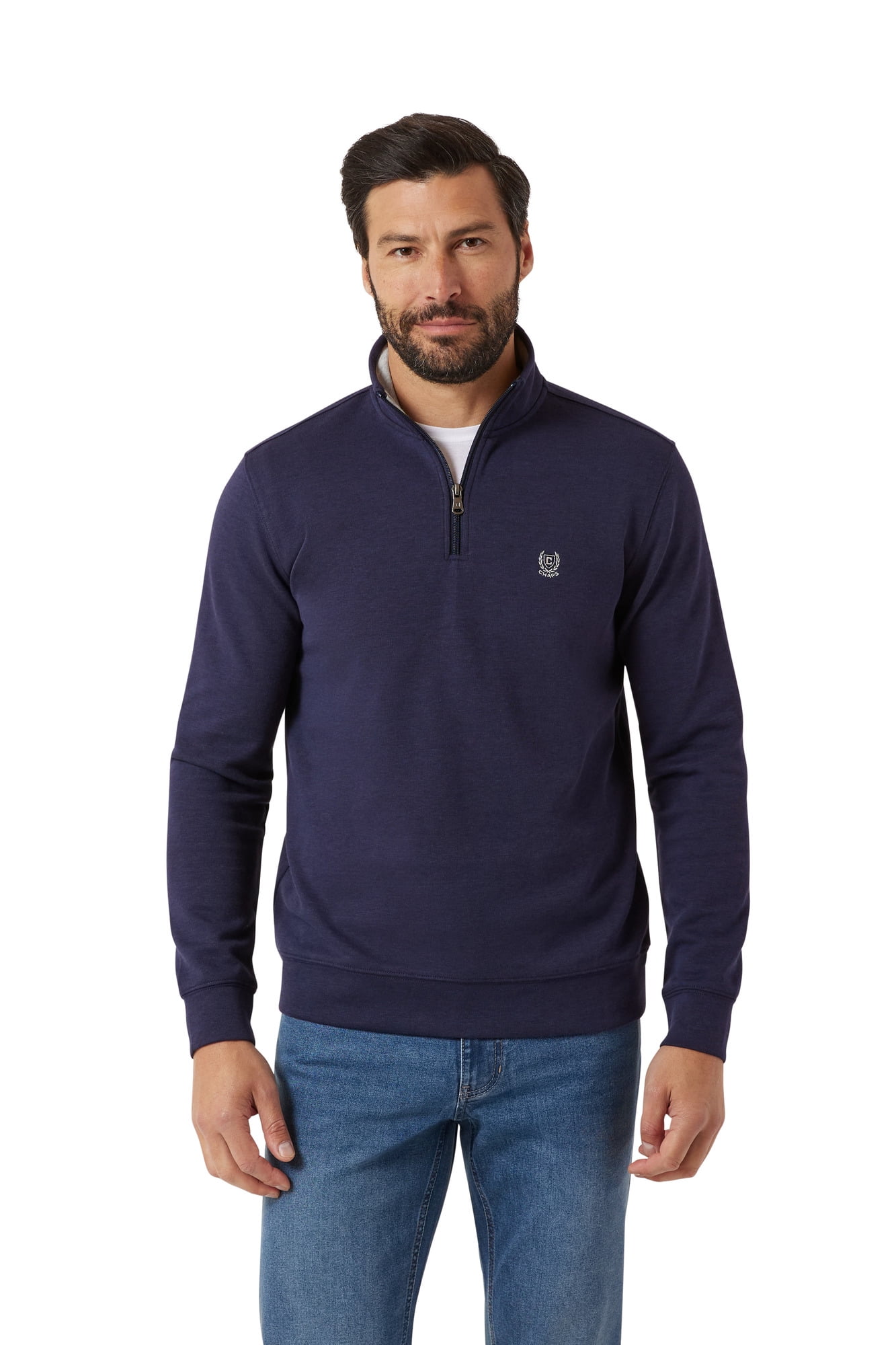 Chaps Men's & Big Men's Cotton Interlock Quarter Zip Mock Neck ...
