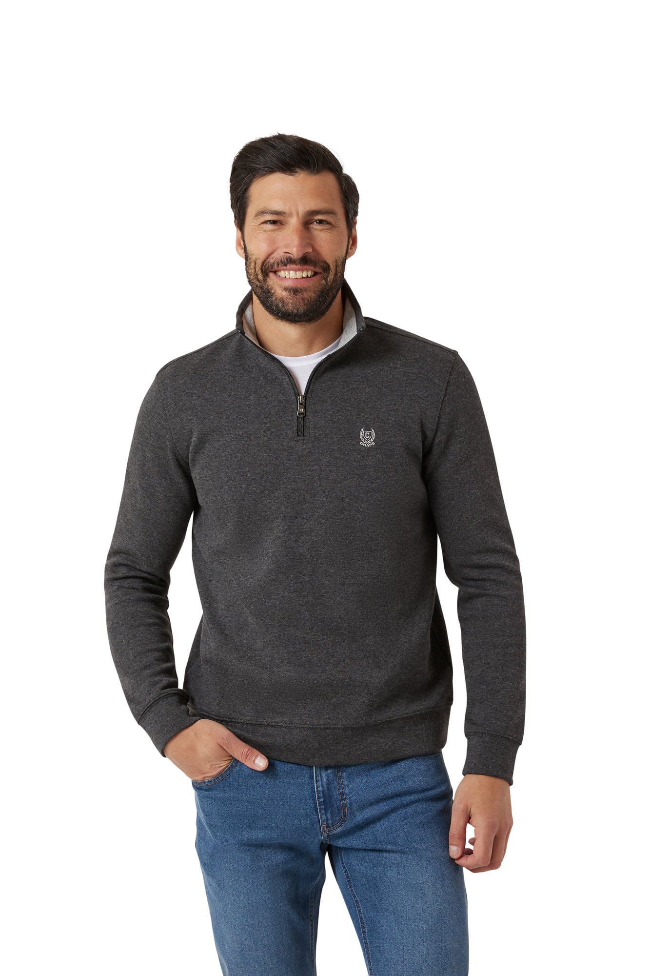 Chaps Men's & Big Men's Cotton Interlock Quarter Zip Mock Neck ...