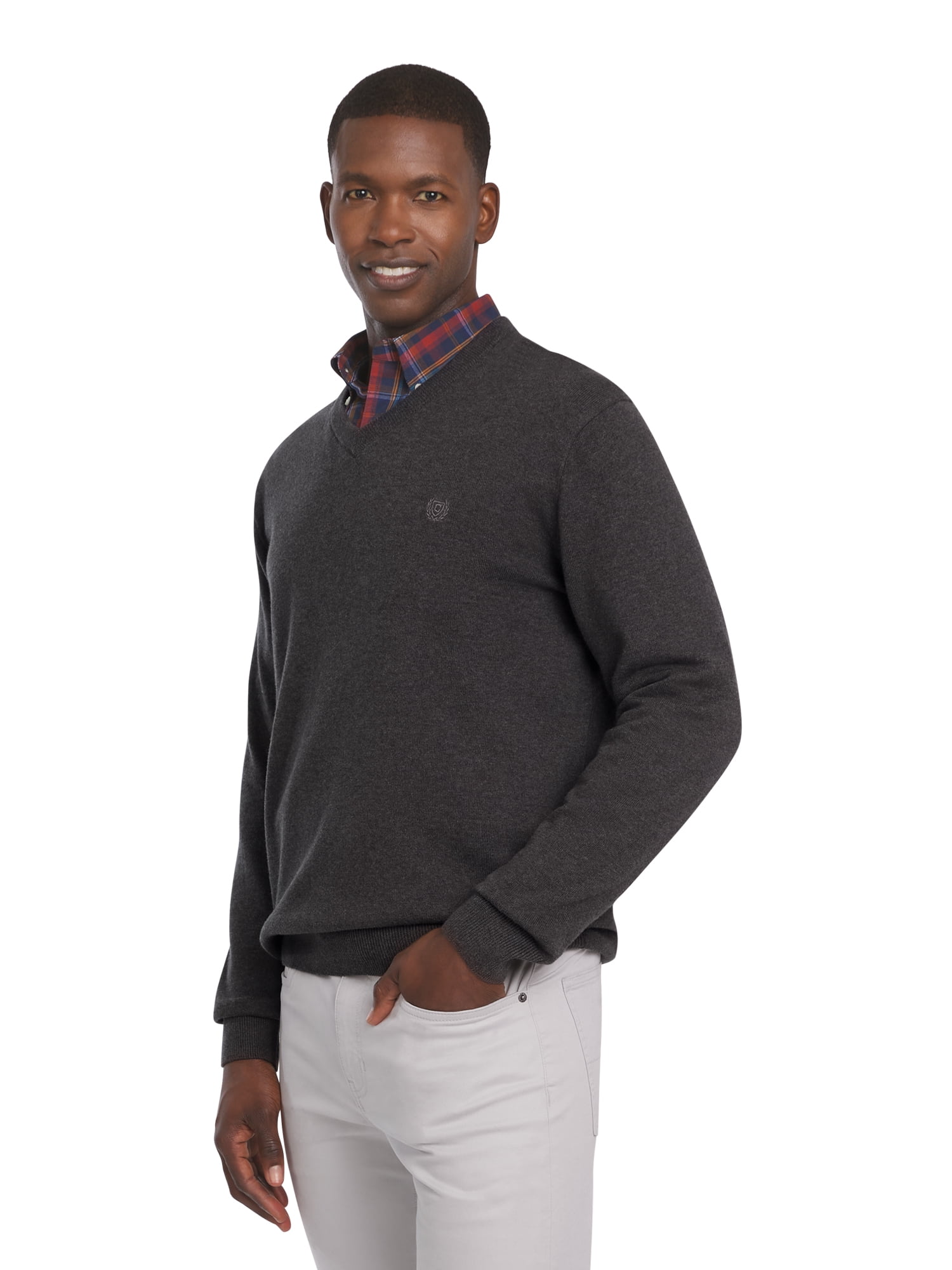 Chaps Men's & Big Men's Cotton V-Neck Fine Gauge Sweater, Sizes S-2XL ...