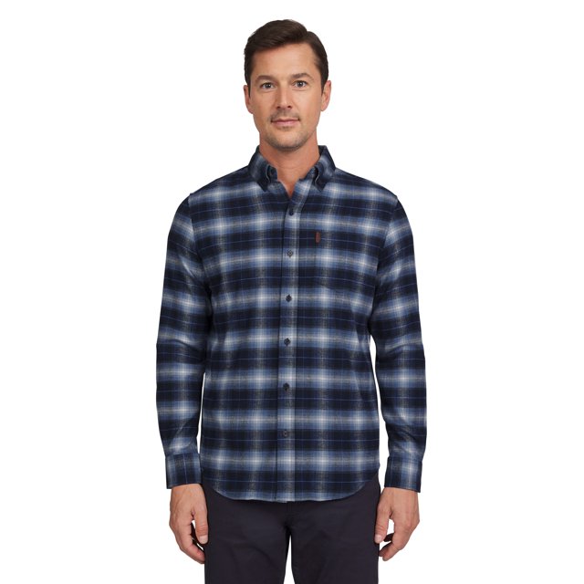 Chaps Men's and Big Men's Comfort Stretch Flannel Shirt, Sizes S-2XL ...