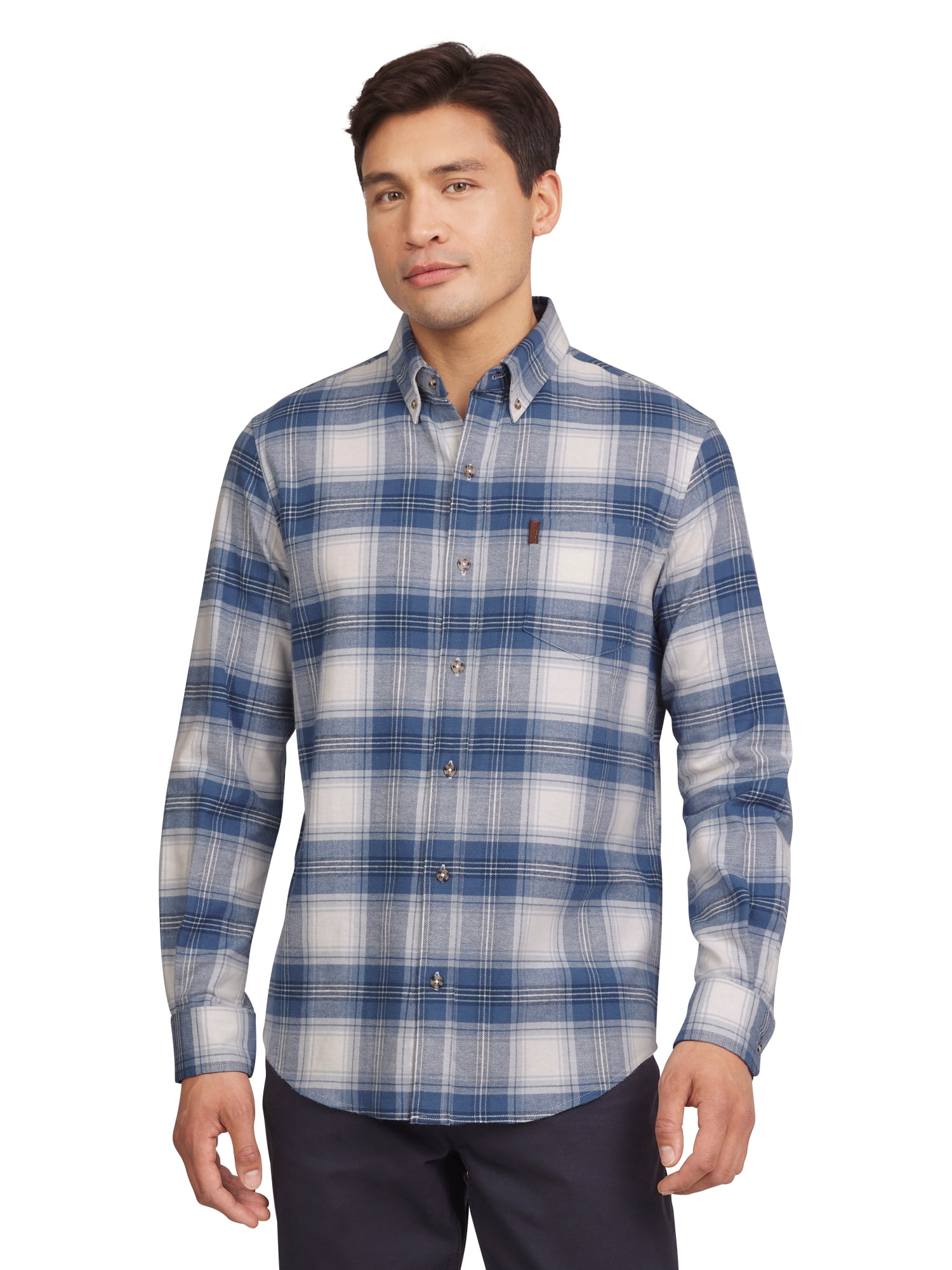Chaps Men's and Big Men's Comfort Stretch Flannel Shirt, Sizes S-2XL ...