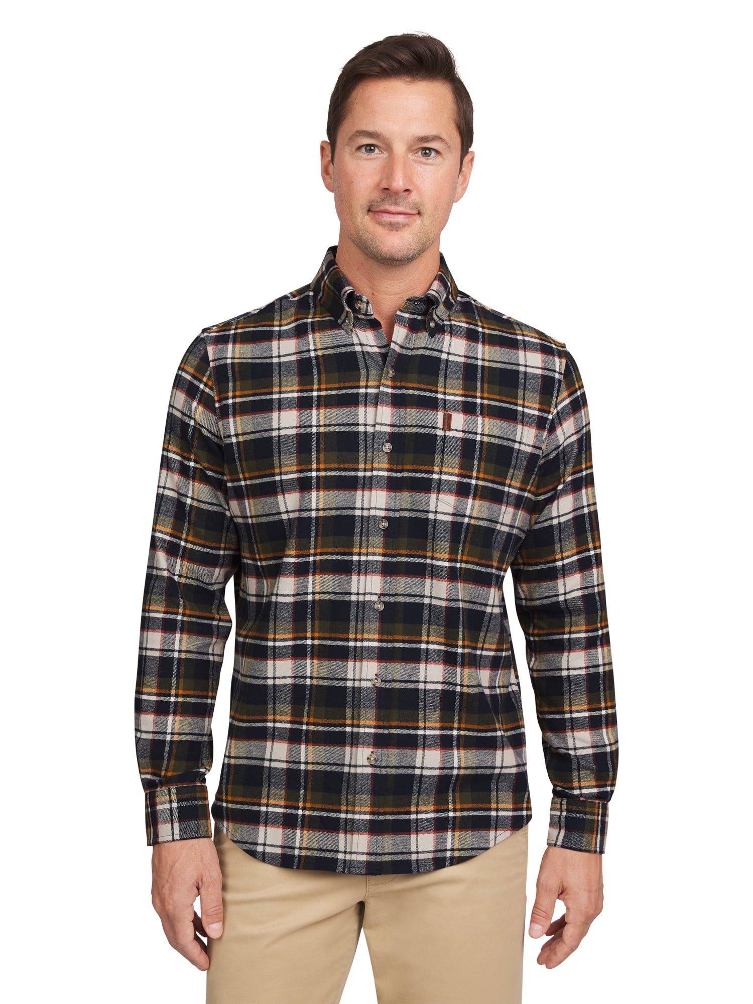 Chaps Men's and Big Men's Comfort Stretch Flannel Shirt, Sizes S-2XL ...