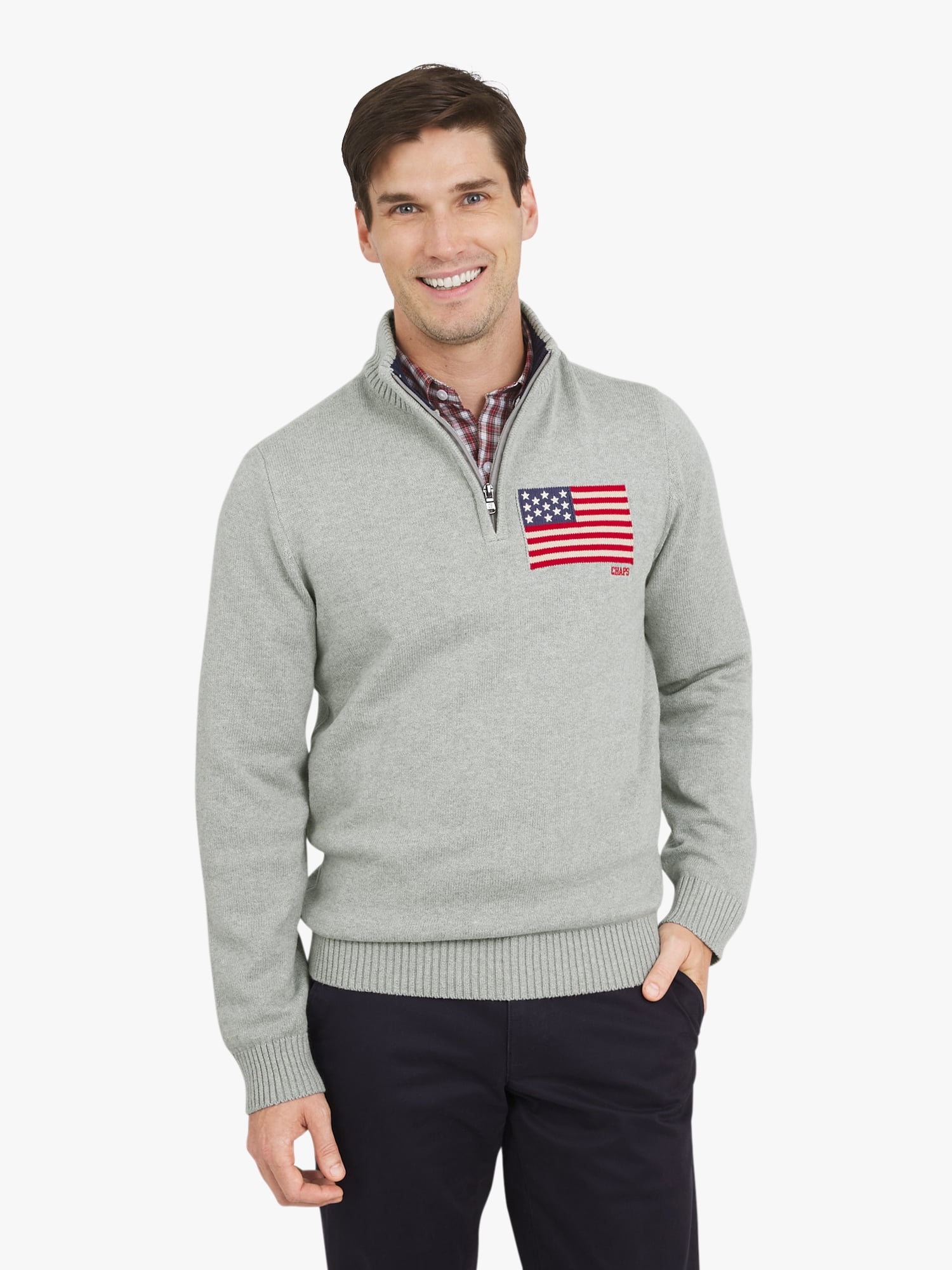 Chaps Men's & Big Men's Flag Quarter Zip Sweater, Sizes S-3XL - Walmart.com