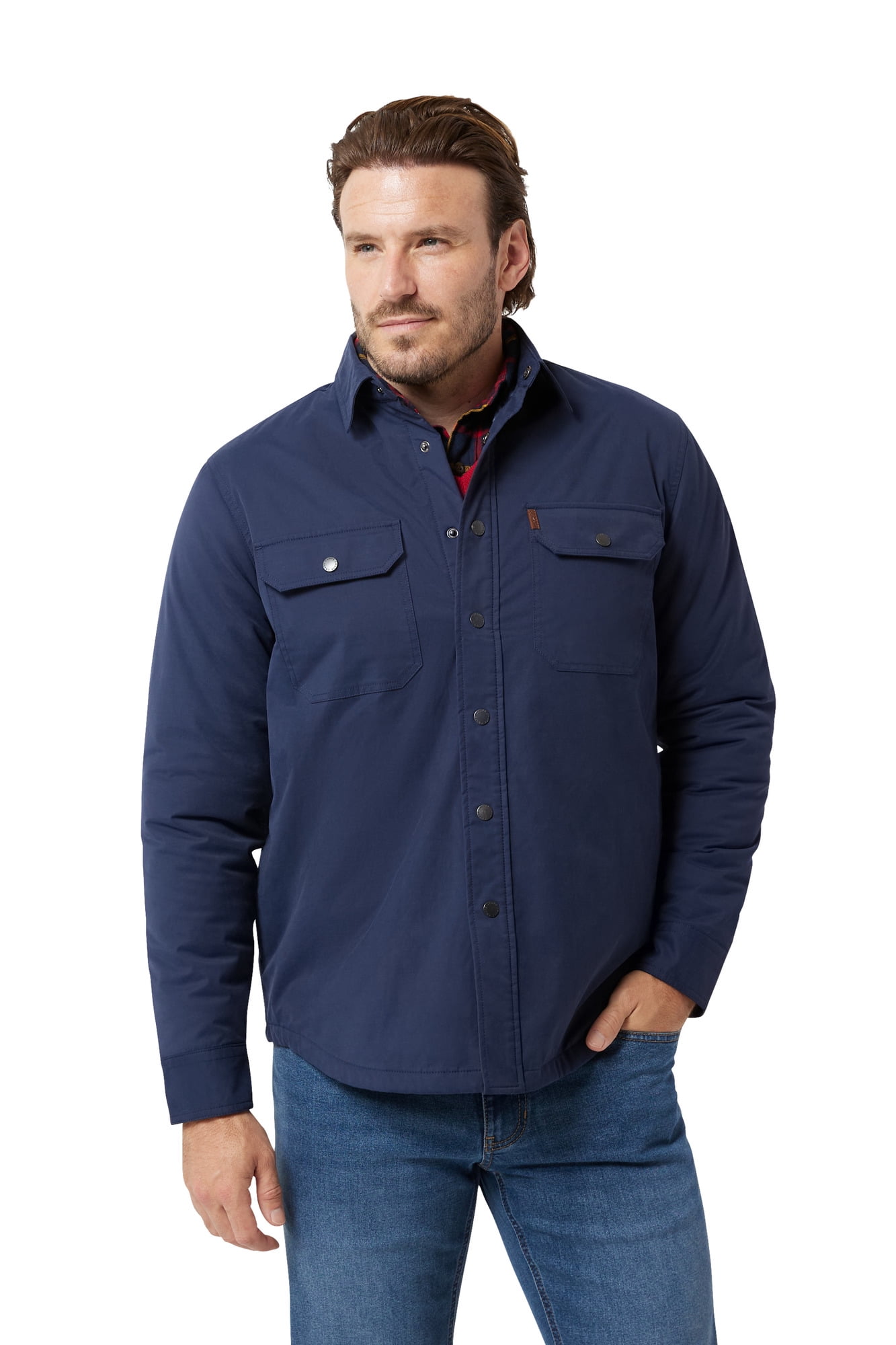 Chaps Men's & Big Men's Fleece Lined Classic Shirt Jacket - Walmart.com