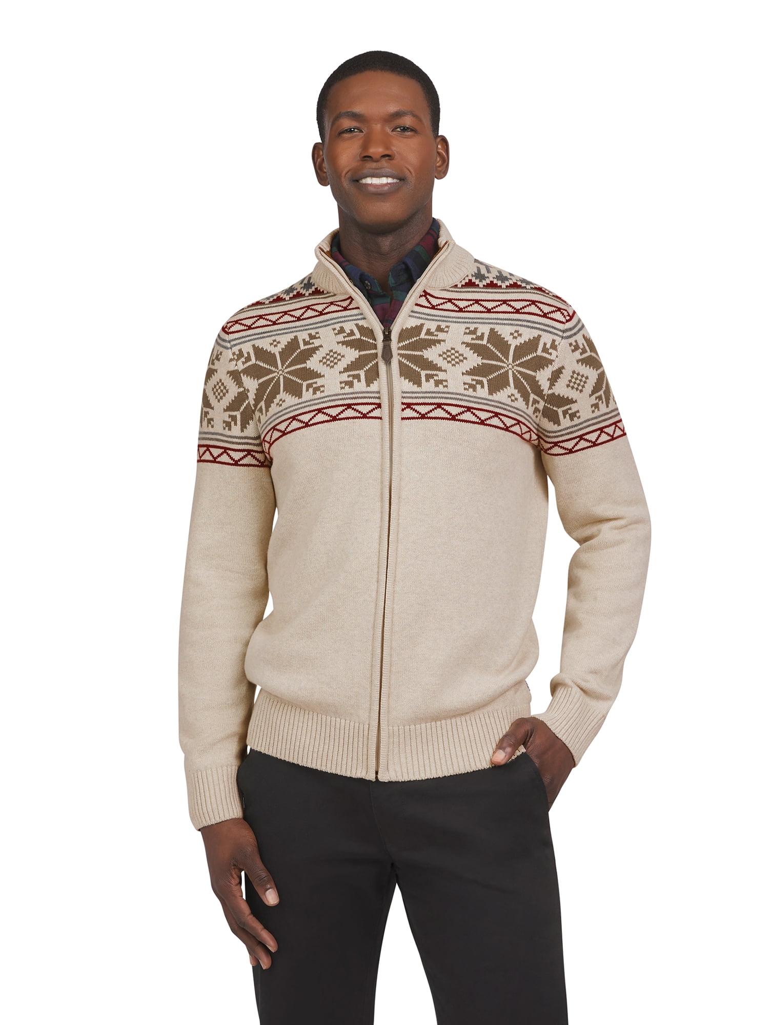 Chaps Men's Full Zip Holiday Sweater, Cotton, Sizes S-2XL - Walmart.com
