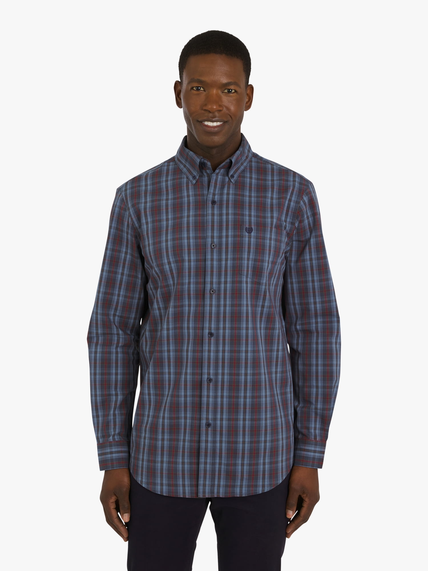 Chaps Men's & Big Men's Long Sleeve CVC Easy Care Woven Shirt, Sizes S ...