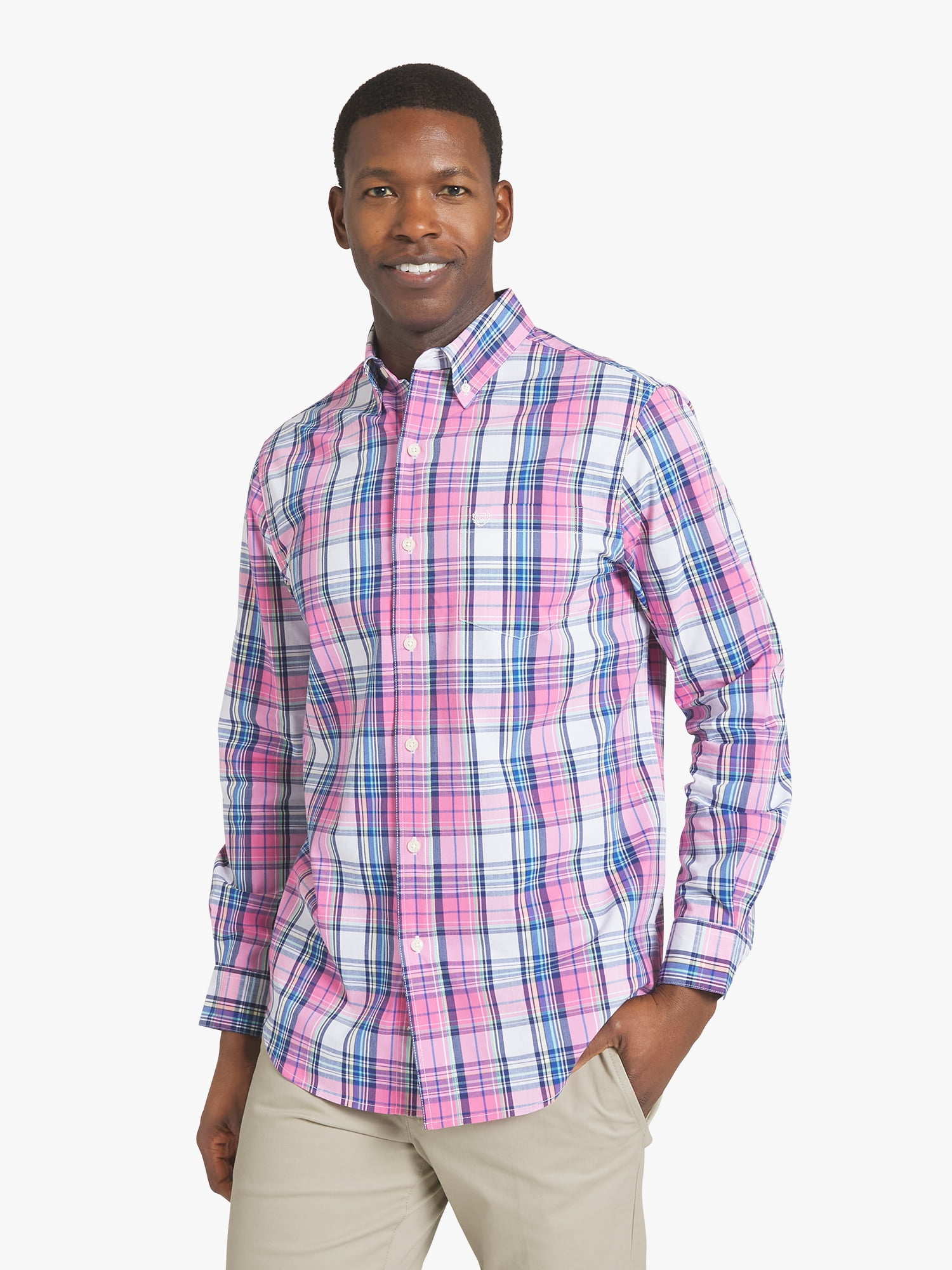 Chaps Men's & Big Men's Long Sleeve Easy Care Stretch Poplin Shirt ...