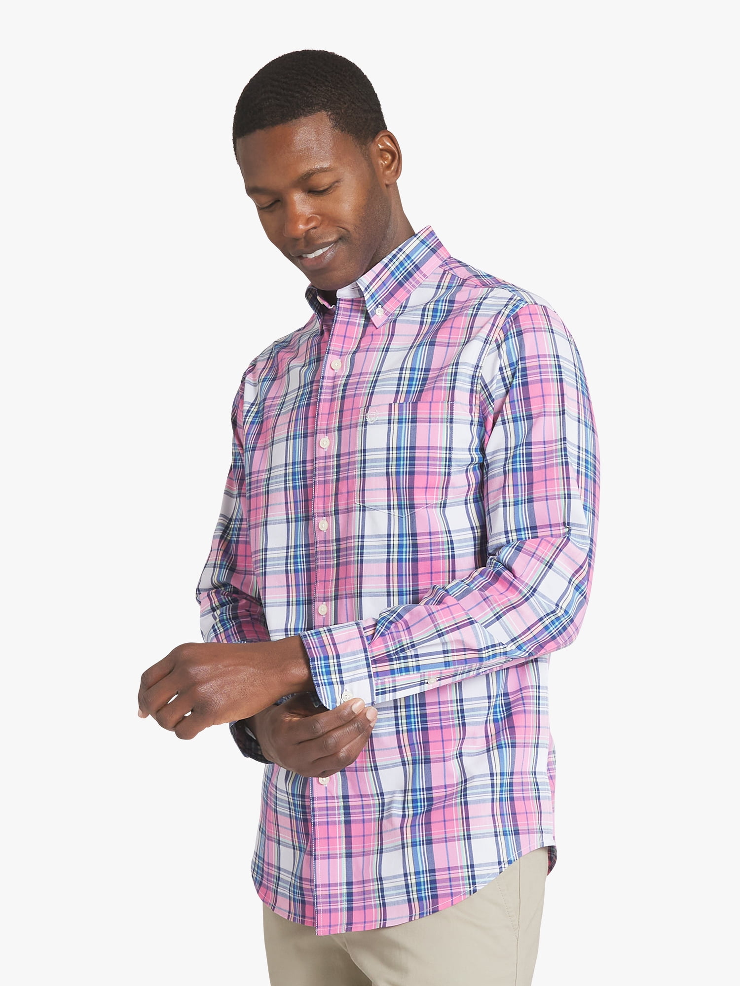 Chaps Men's & Big Men's Long Sleeve Easy Care Stretch Poplin Shirt ...