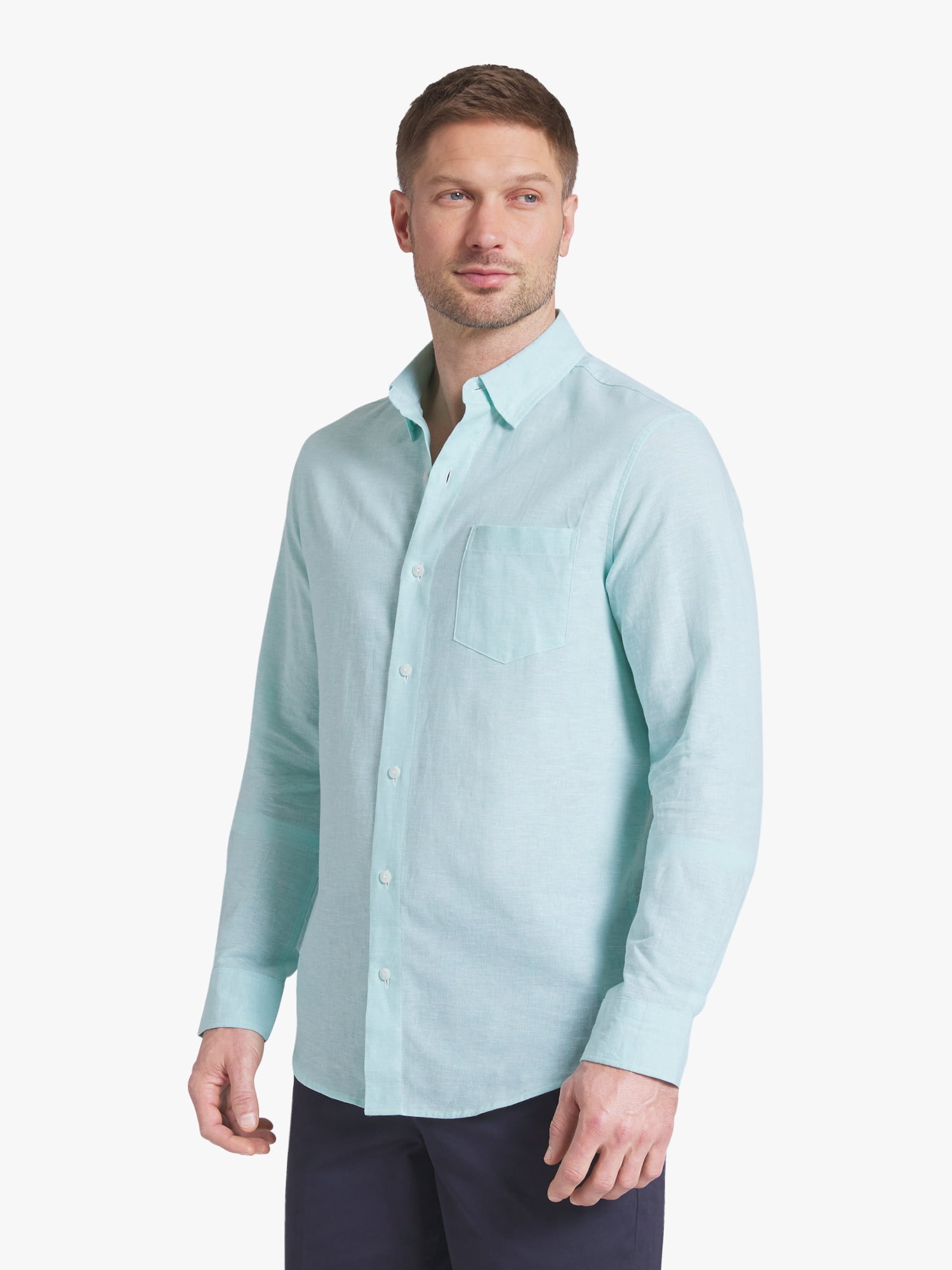 Chaps Men's & Big Men's Long Sleeve Linen Shirt, Sizes S-3XL - Walmart.com