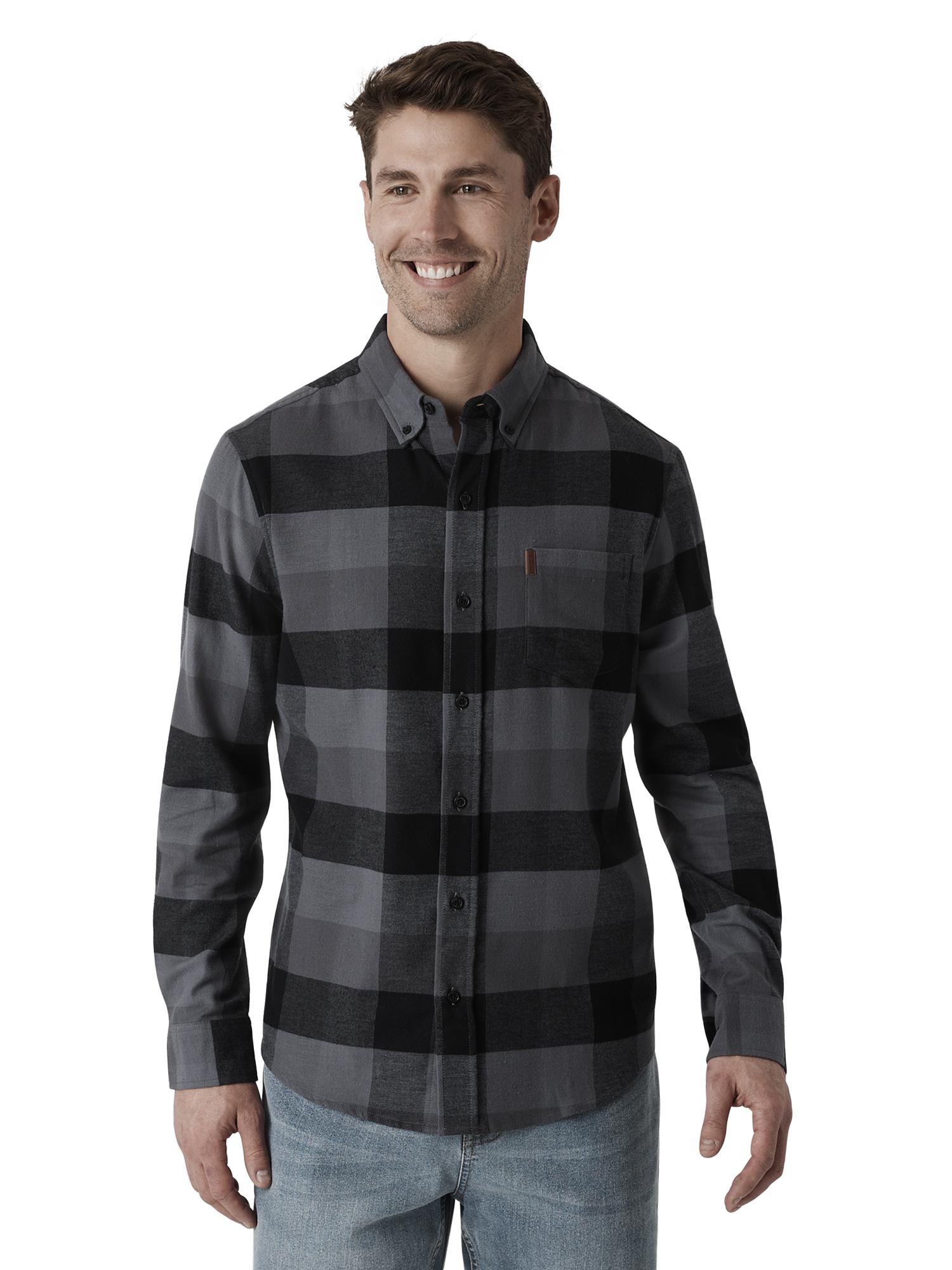 No Boundaries Men's and Big Men's Long Sleeve Hooded Flannel Shirt ...