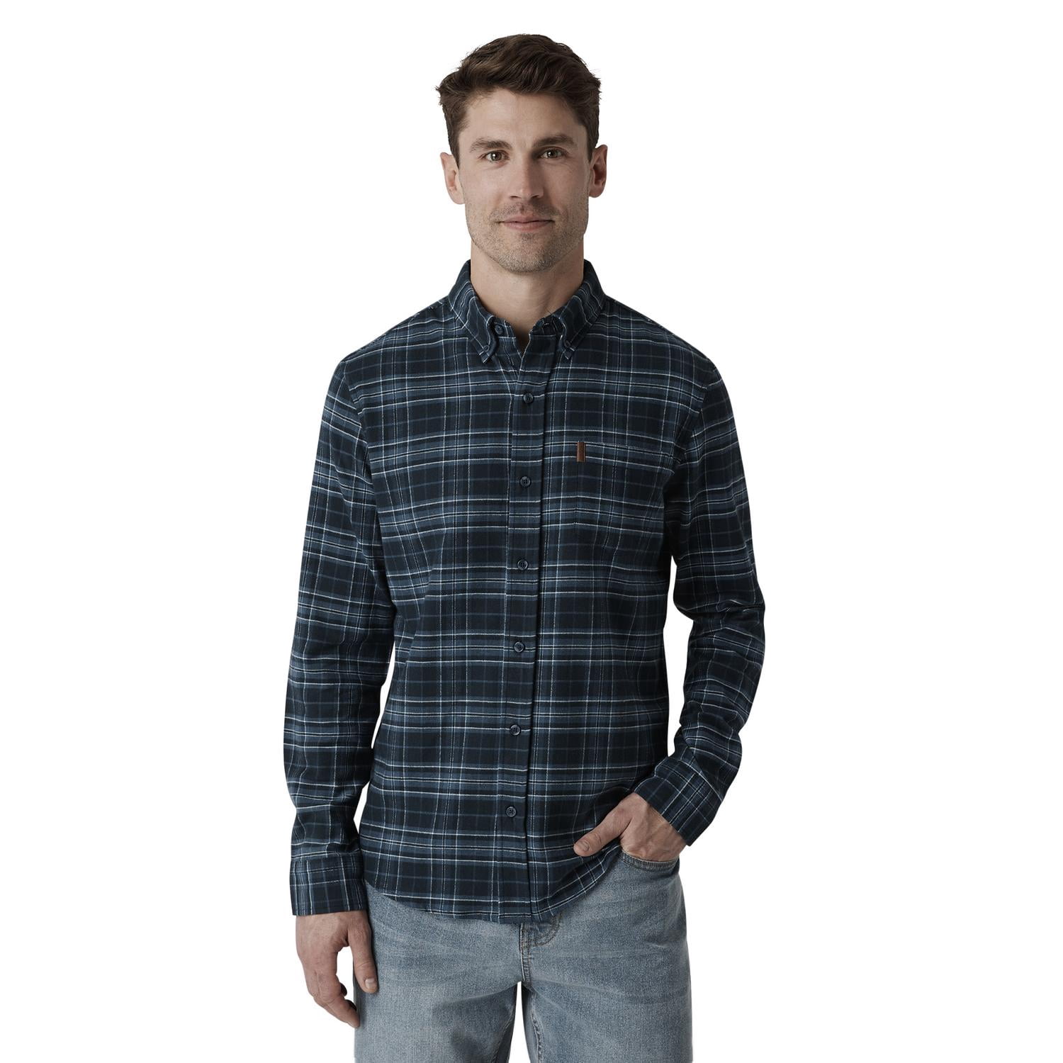 Chaps Men's & Big Men's Long Sleeve Stretch Button Down Flannel Shirt ...