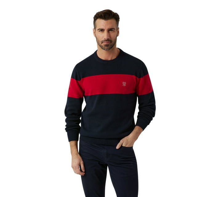 Chaps Men's & Big Men's Original Cotton Crewneck Color Block Sweater ...
