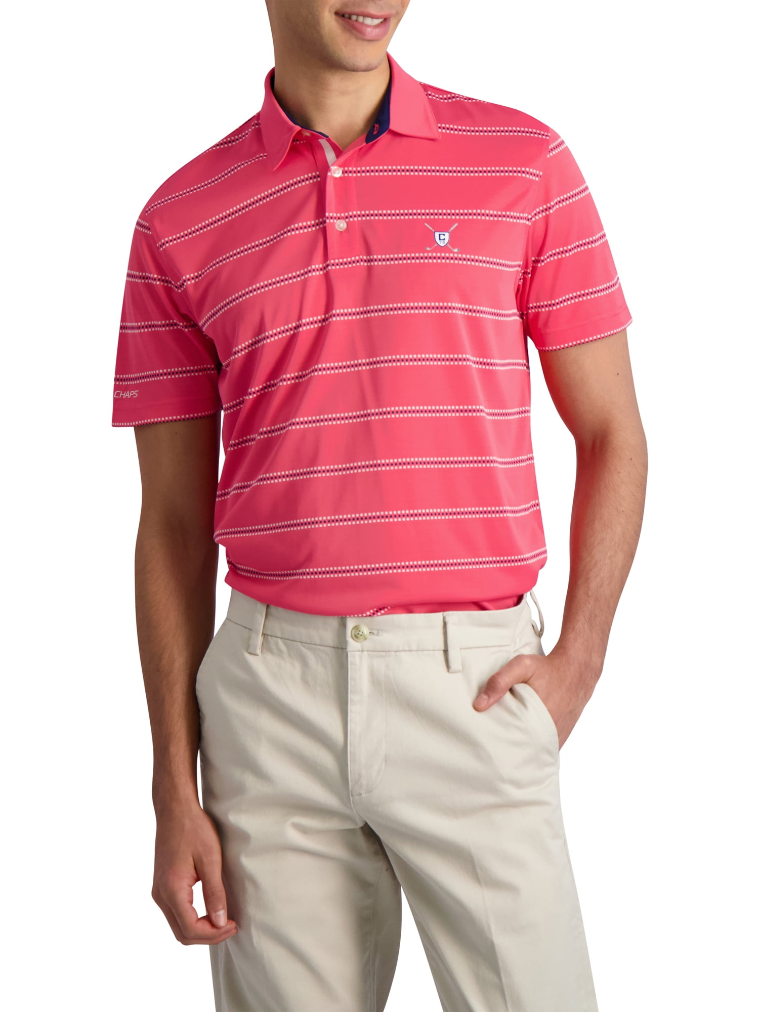 Chaps Men's & Big Men's Performance Golf Striped Polo, Up to 3XL ...