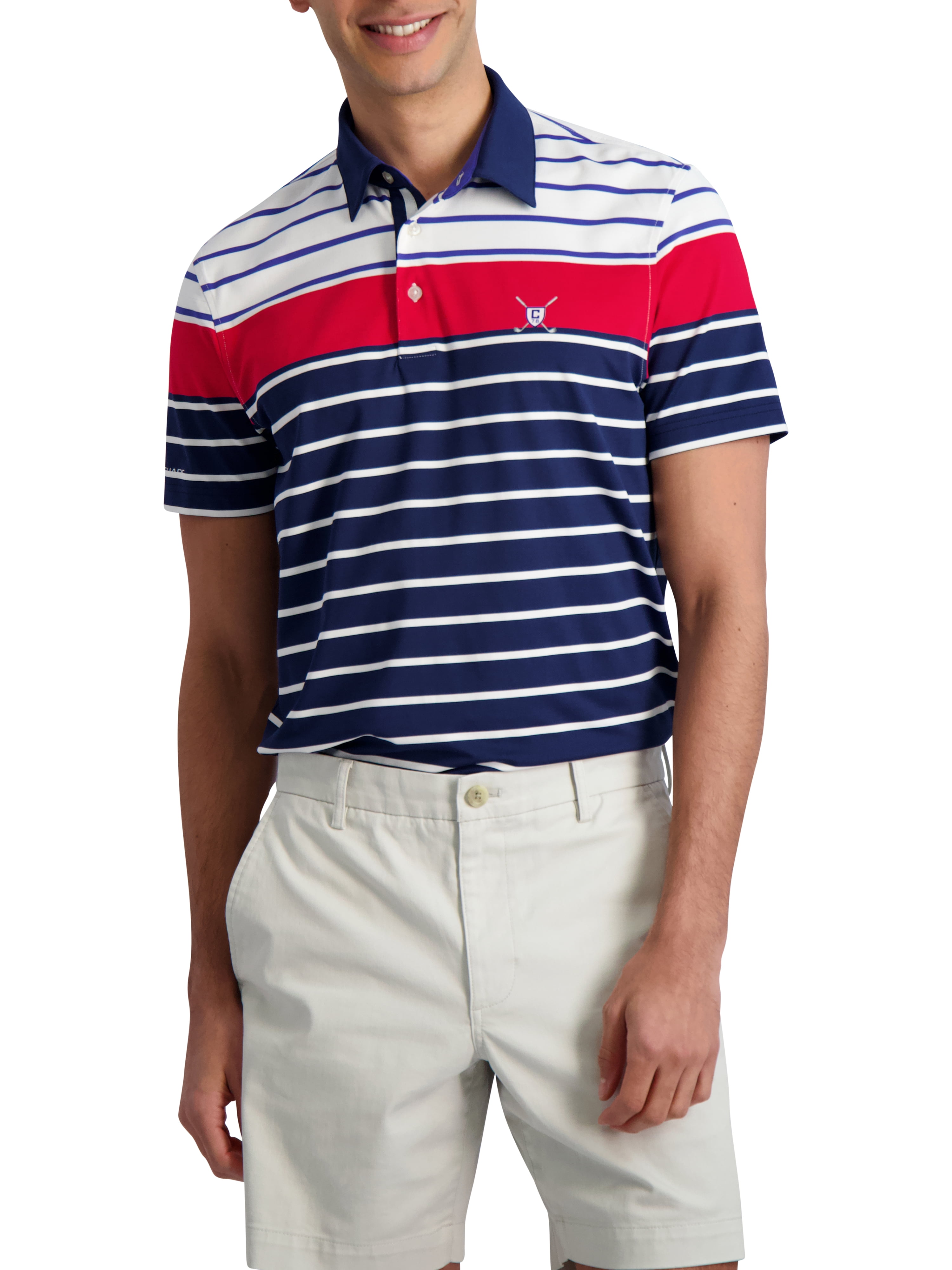 Chaps Men's & Big Men's Performance Golf Striped Polo, Up to 3XL ...