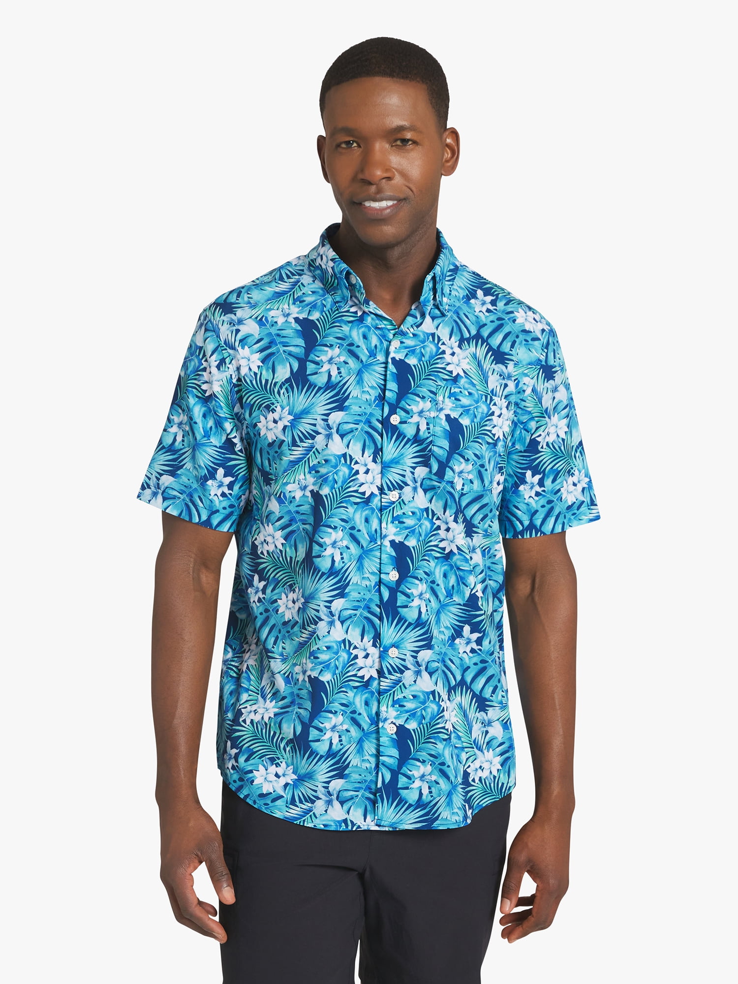 Chaps Men's & Big Men's Performance Woven Short Sleeve Shirt, Sizes S ...