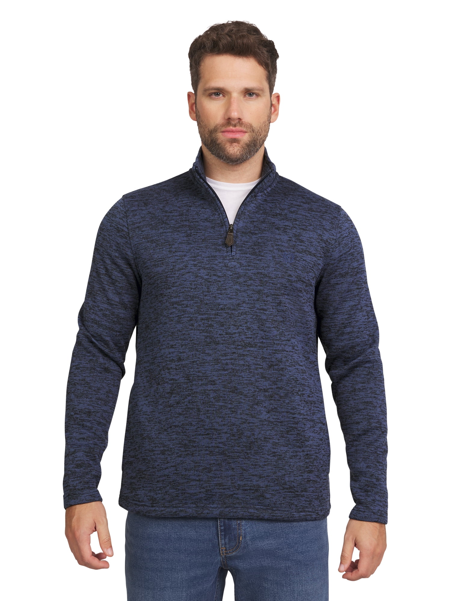 Chaps Men's & Big Men's Quarter Zip Fleece Sweater Gift Box Set, Sizes ...