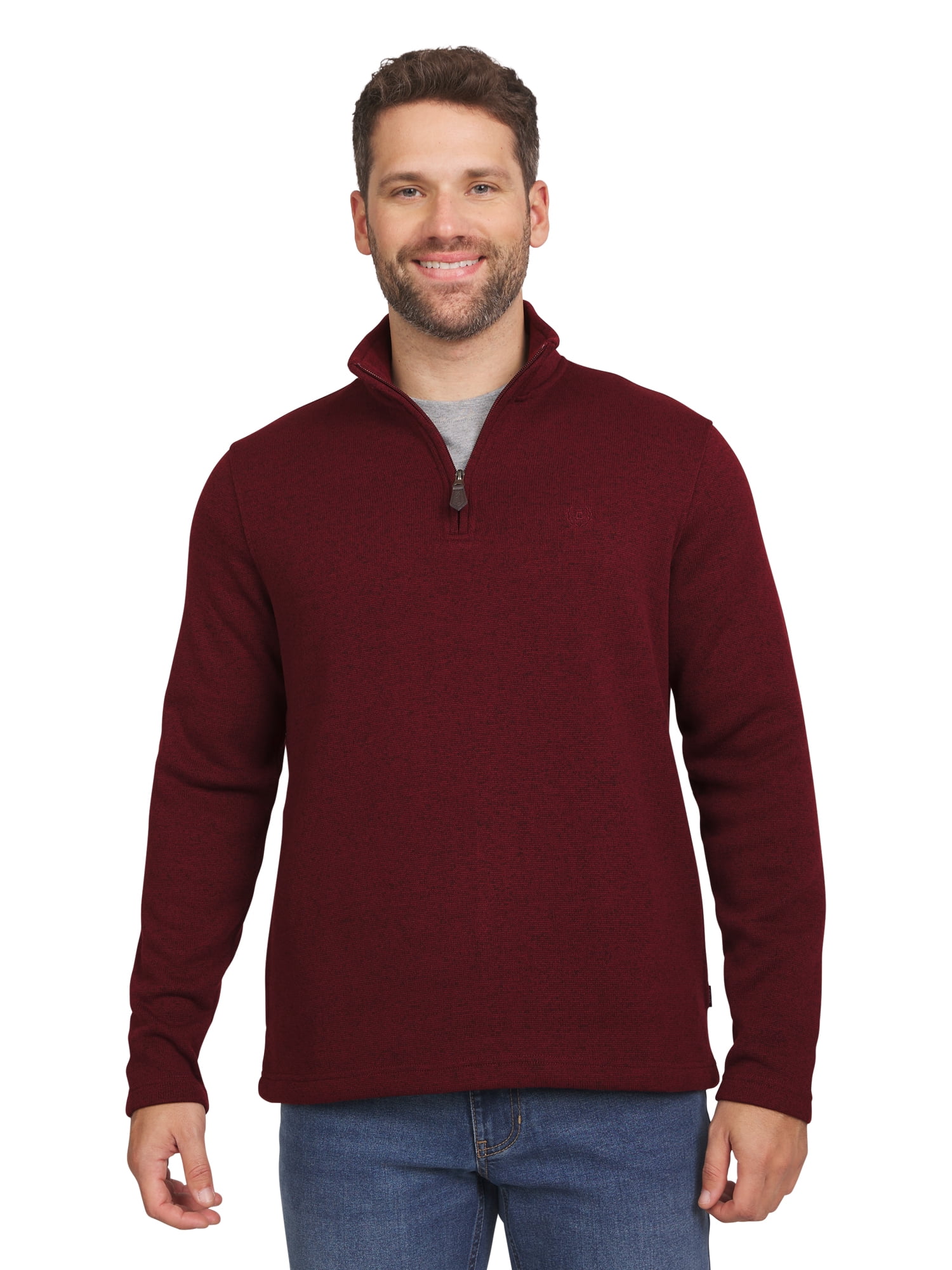 Chaps Men's & Big Men's Quarter Zip Fleece Sweater Gift Box Set, Sizes ...