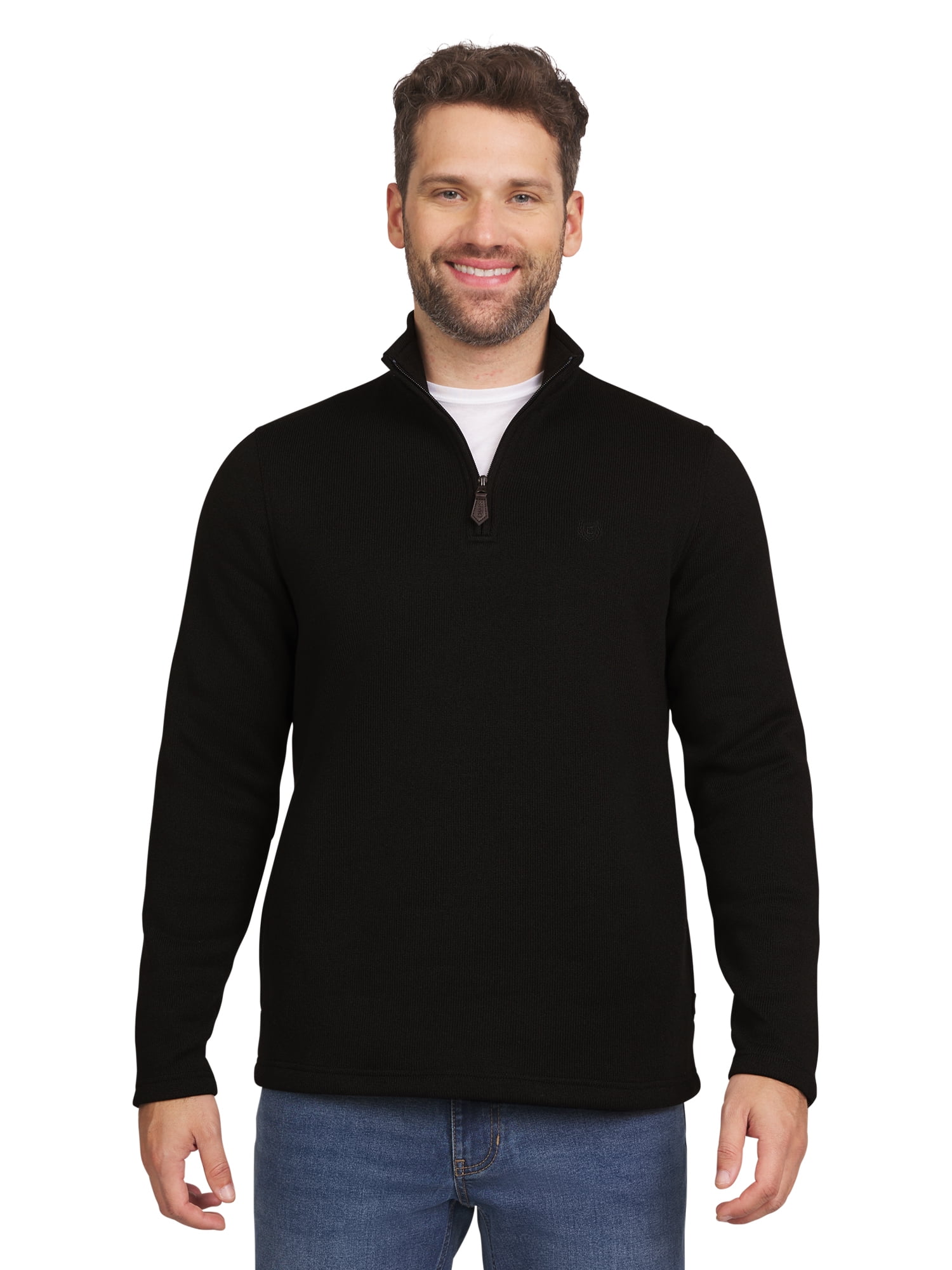 Chaps Men's & Big Men's Quarter Zip Fleece Sweater Gift Box Set, Sizes ...