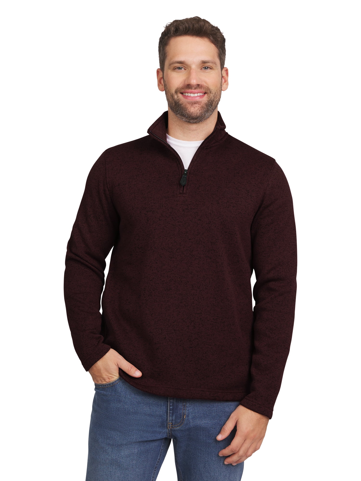 Chaps Men's & Big Men's Quarter Zip Fleece Sweater Gift Box Set, Sizes ...