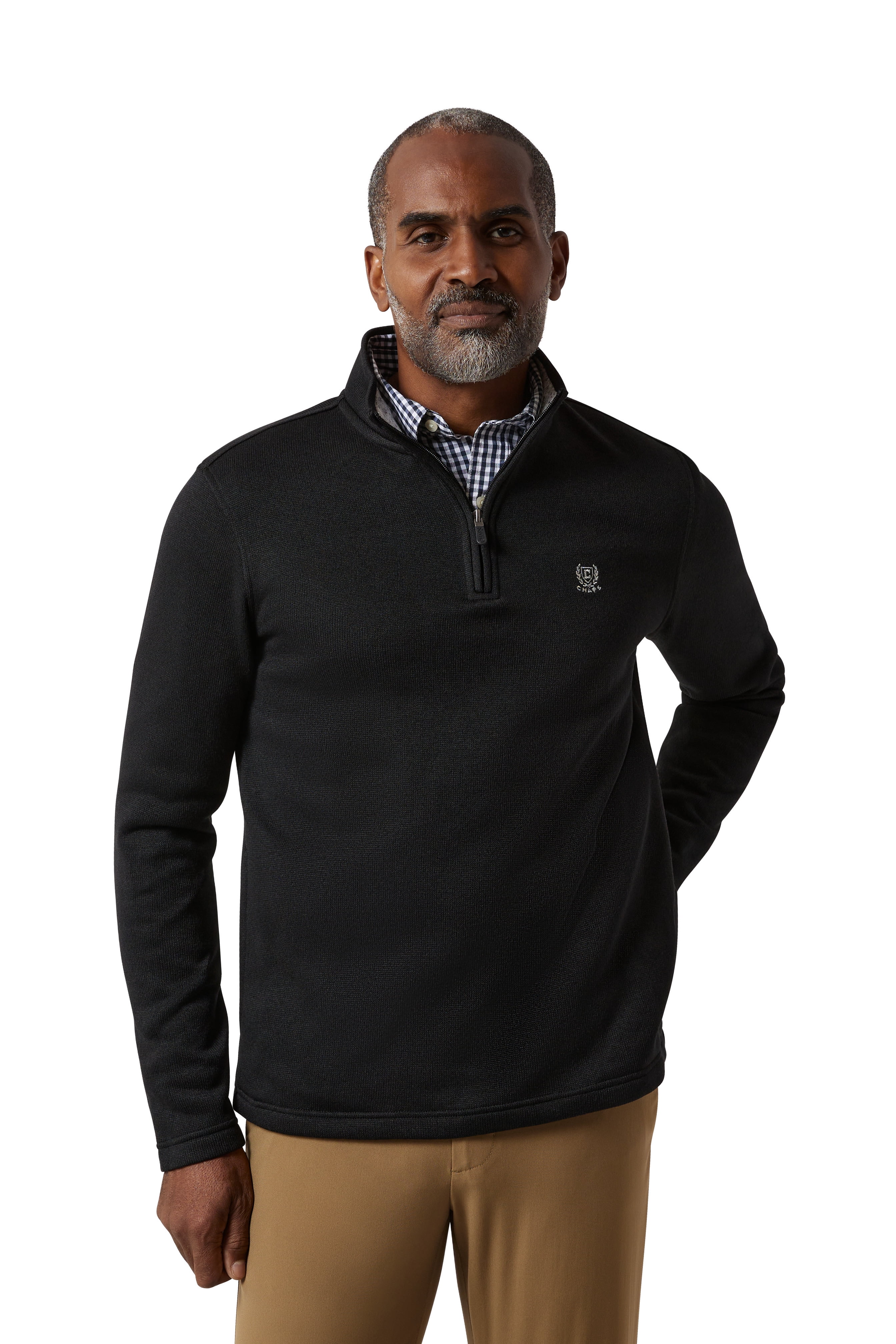 Chaps Men's & Big Men's Quarter Zip Mock Neck Sweater Fleece - Walmart.com