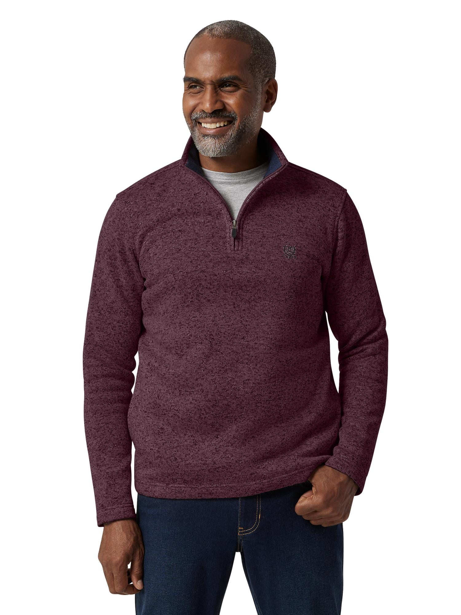 Chaps Men's & Big Men's Quarter Zip Mock Neck Sweater Fleece - Walmart.com